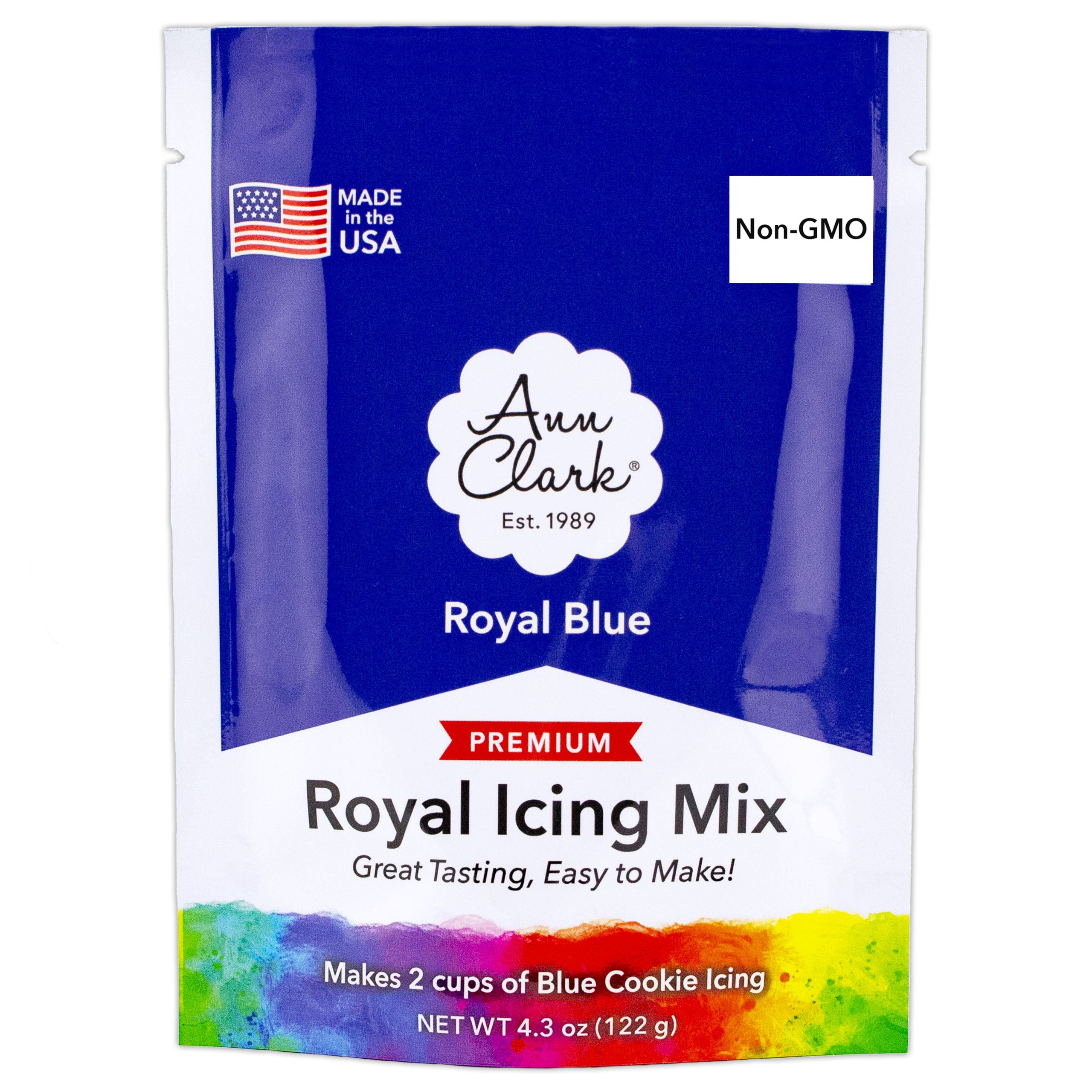 Ann Clark Blue Royal Icing Mix 4.3-oz. Pouch Makes 2 Cups Blue Cookie ...