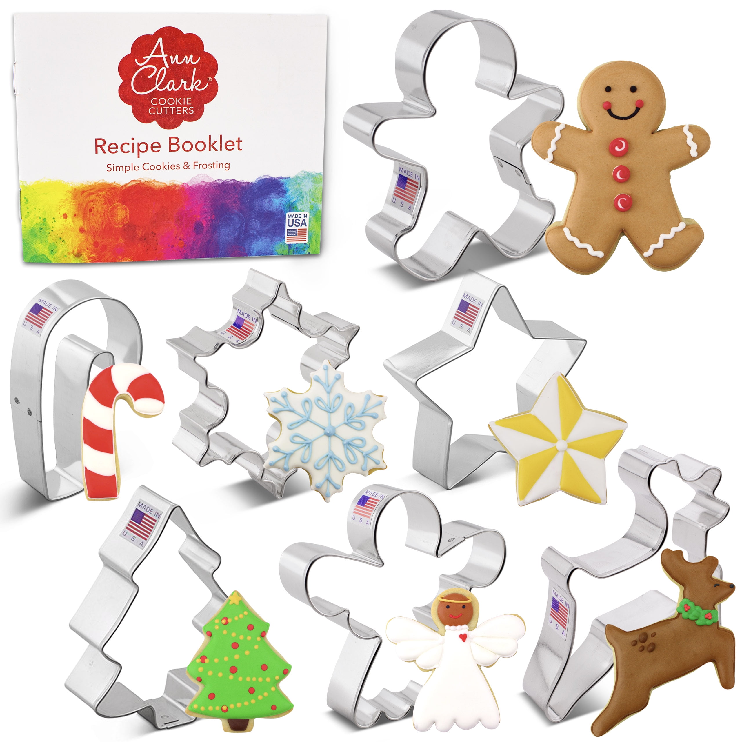 Ann Clark 7-Piece Christmas Cookie Cutter Set, Xmas Holiday Themed ...