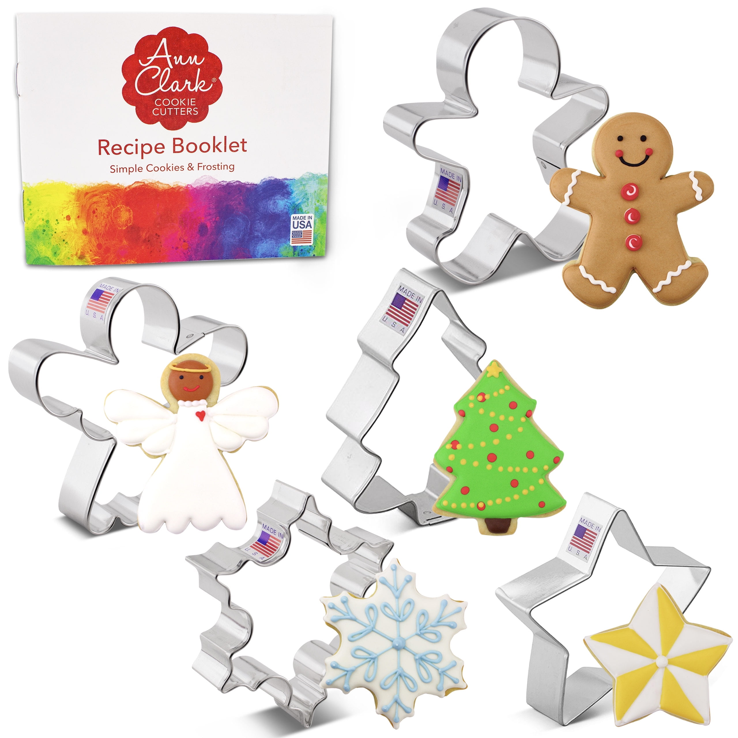 Ann Clark Christmas Cookie Cutter Set, 5-Piece, Food-Safe Steel ...