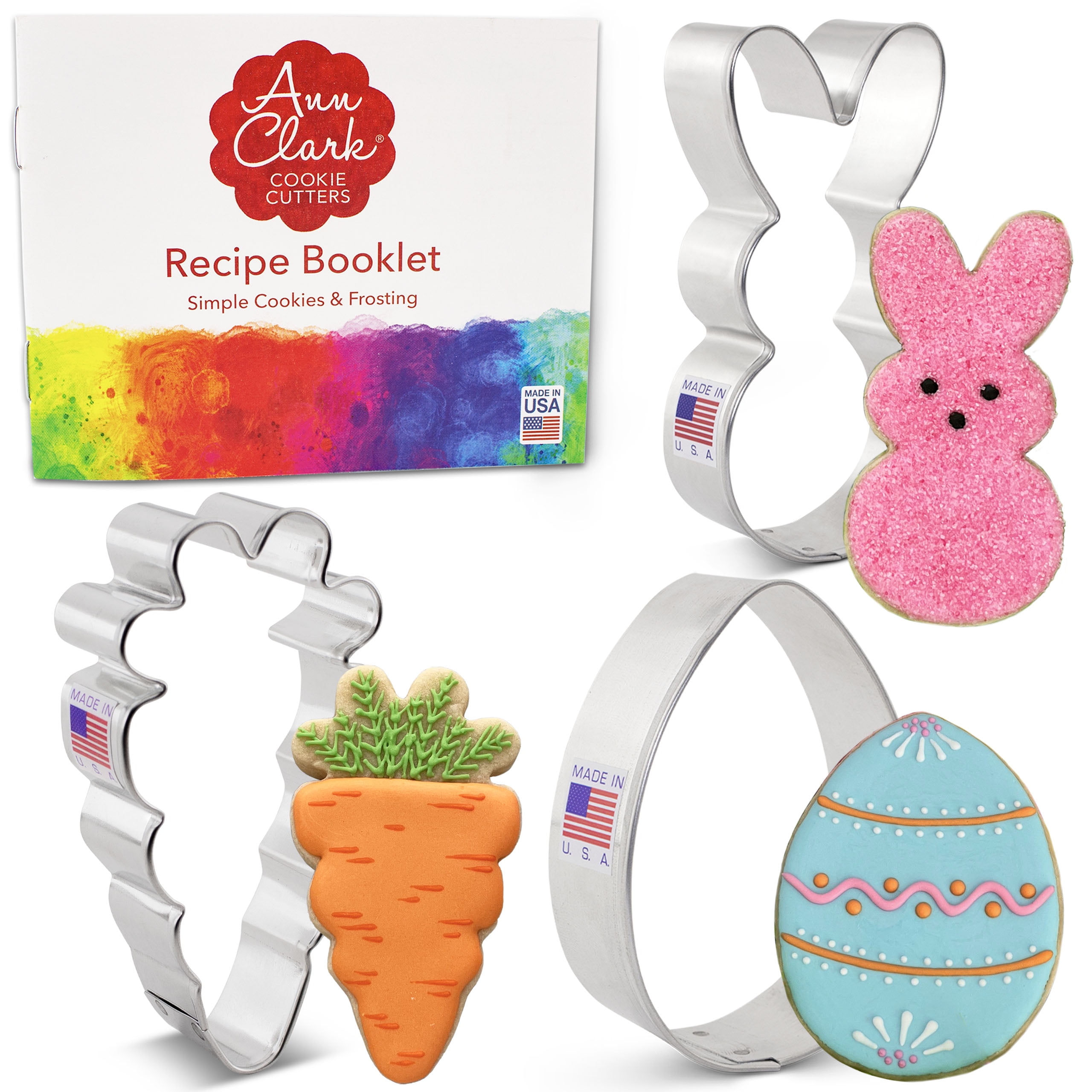Ann Clark Metal Cookie Cutters, 3-Piece Easter Shapes Set - Bunny, Egg ...