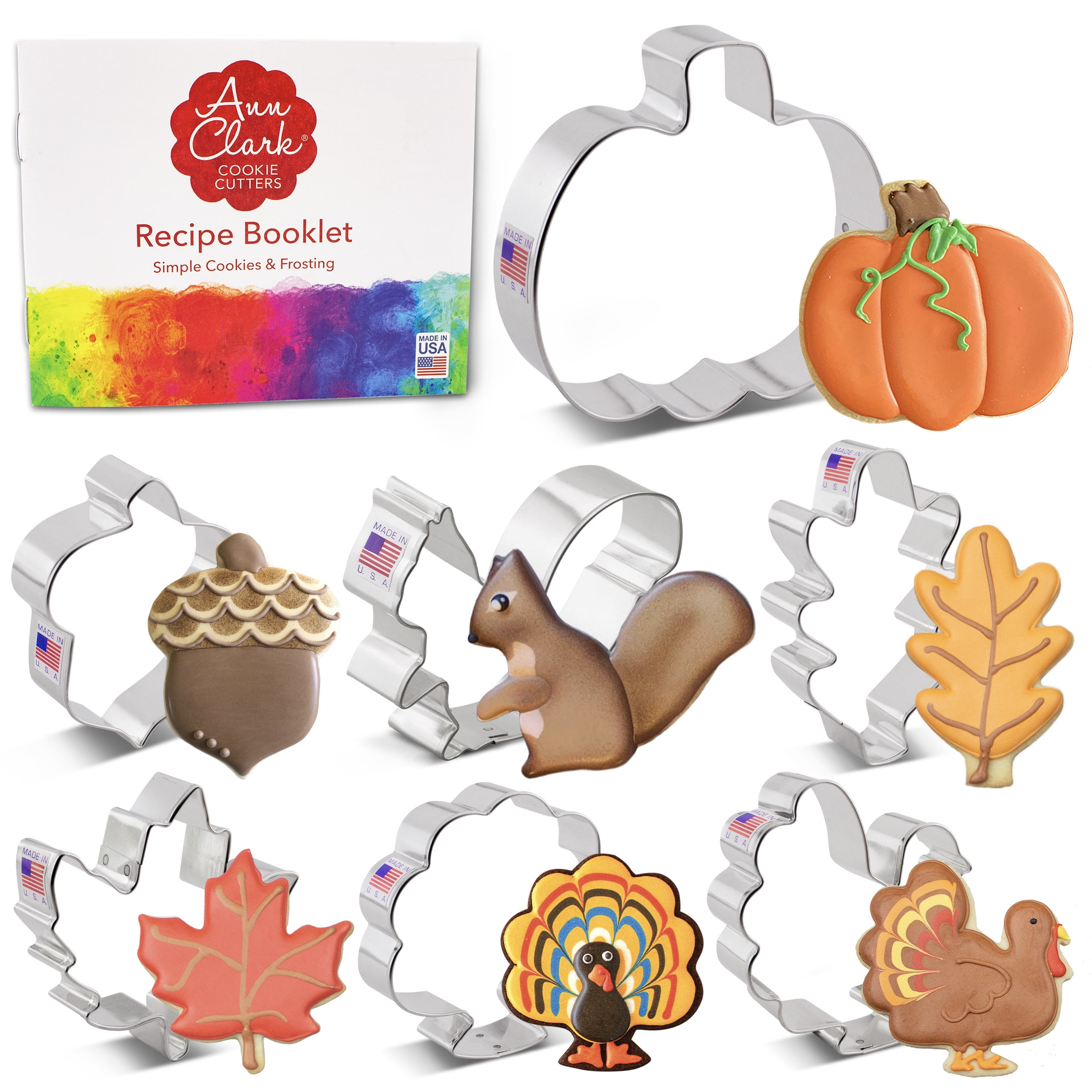 Ann Clark 7-Piece Fall & Thanksgiving Metal Cookie Cutter Set, Leaf ...