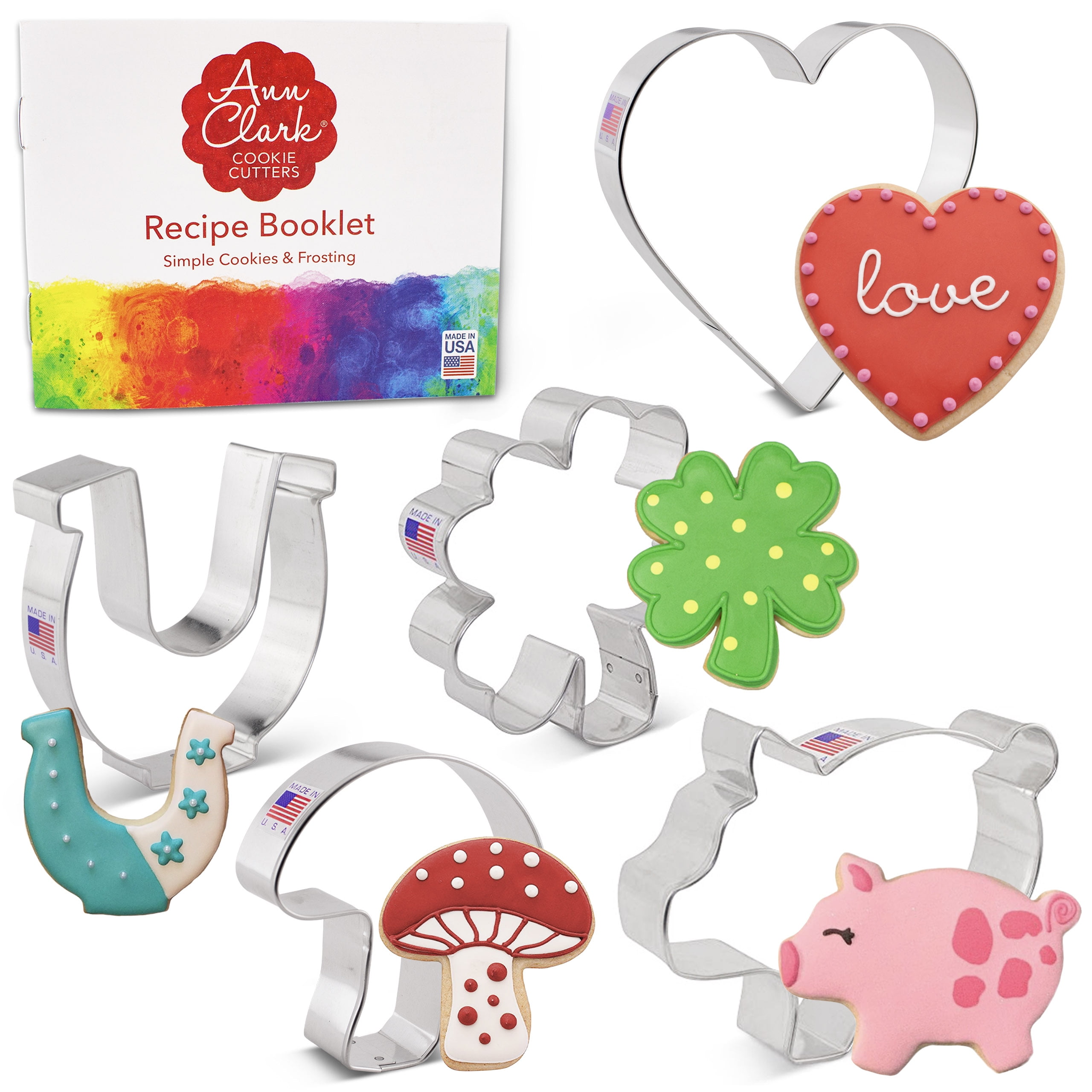 Ann Clark Good Luck & Love Cookie Cutter Set, 5-Piece, Made in USA ...