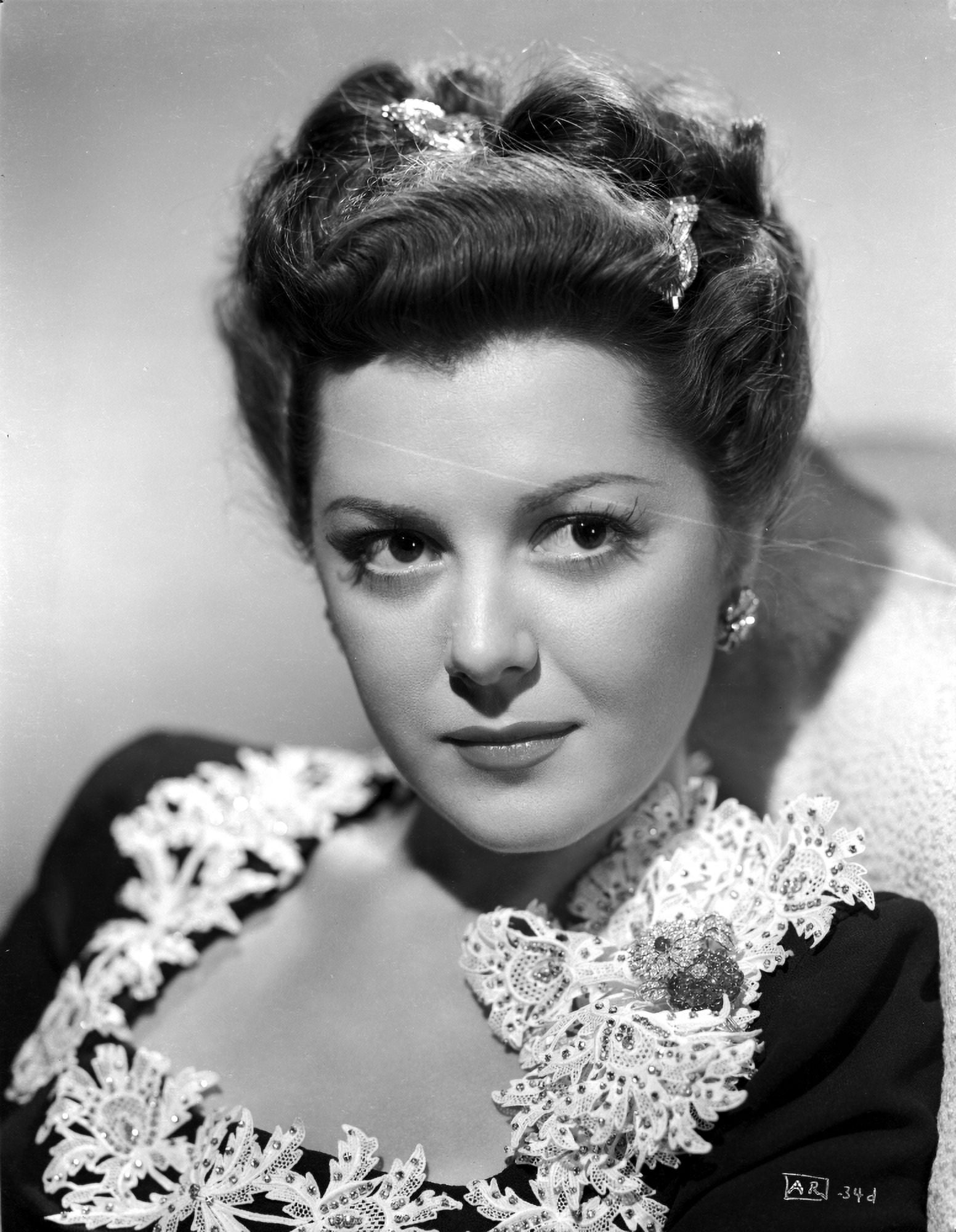 Ann Rutherford Looking Away From the Camera wearing a Black Dress Photo ...