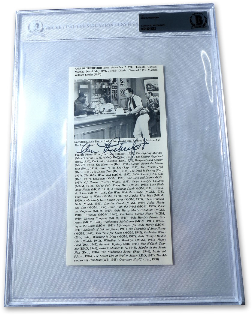 Ann Rutherford Signed Autograph Cut Signature The Lonley Trail BAS ...