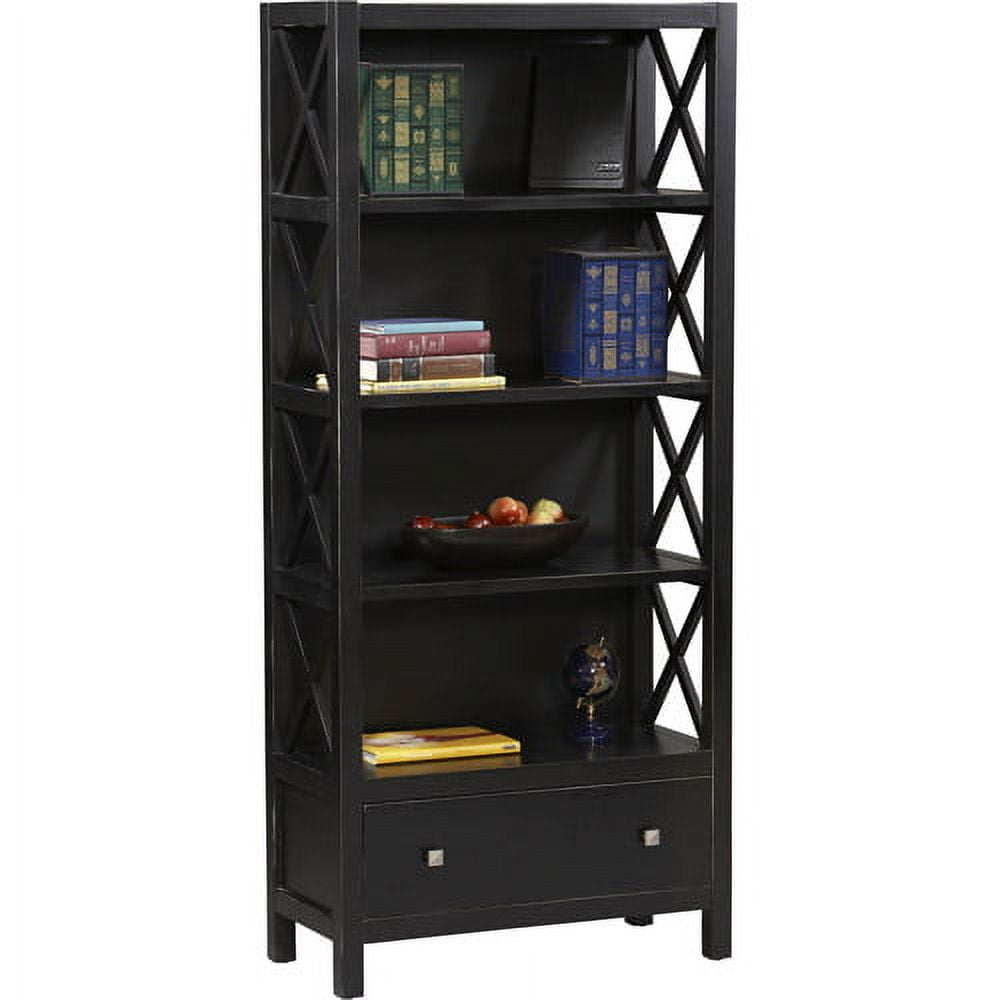 Linon Anna Collection 5-Shelf Bookcase, Antique Black, 72 inches Tall ...