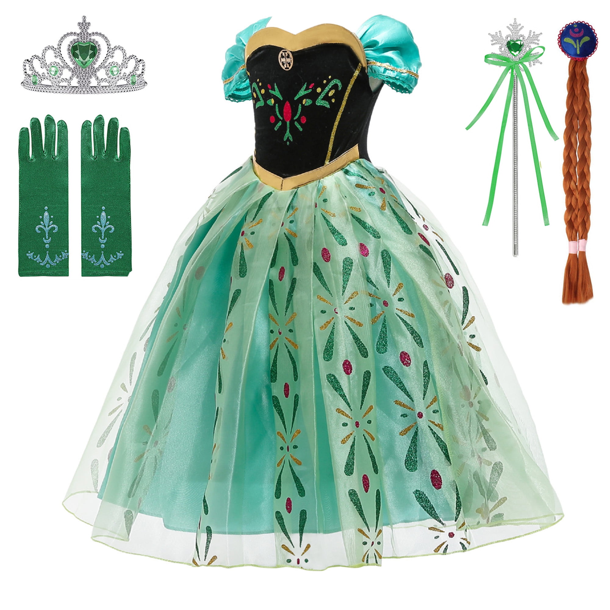 Anna Princess Costume for Girls, Frozen Dress with Cape for Halloween ...