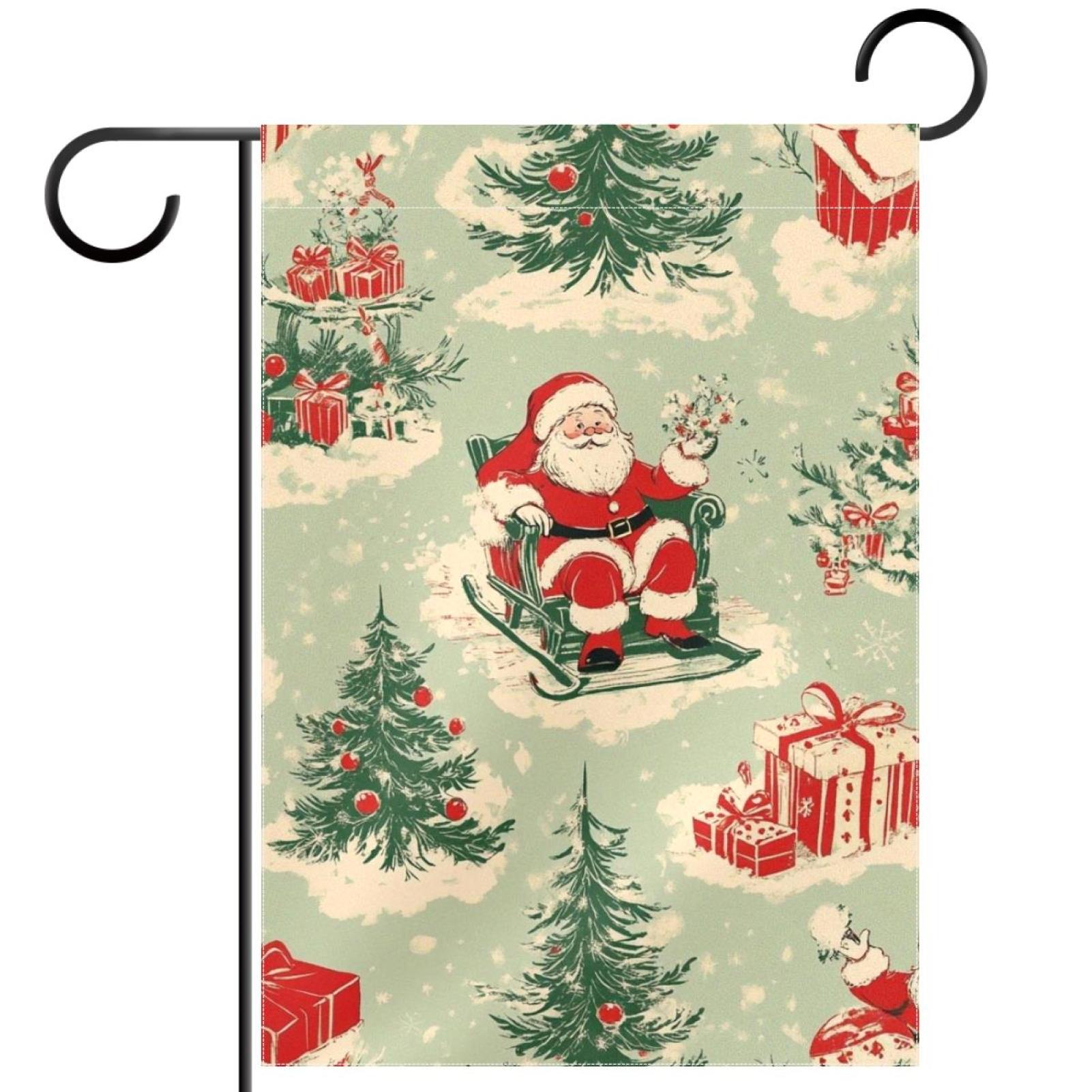 Anna Cowper Christmas Tree Santa Garden Flag, 12" x 18" Waterproof Yard ...