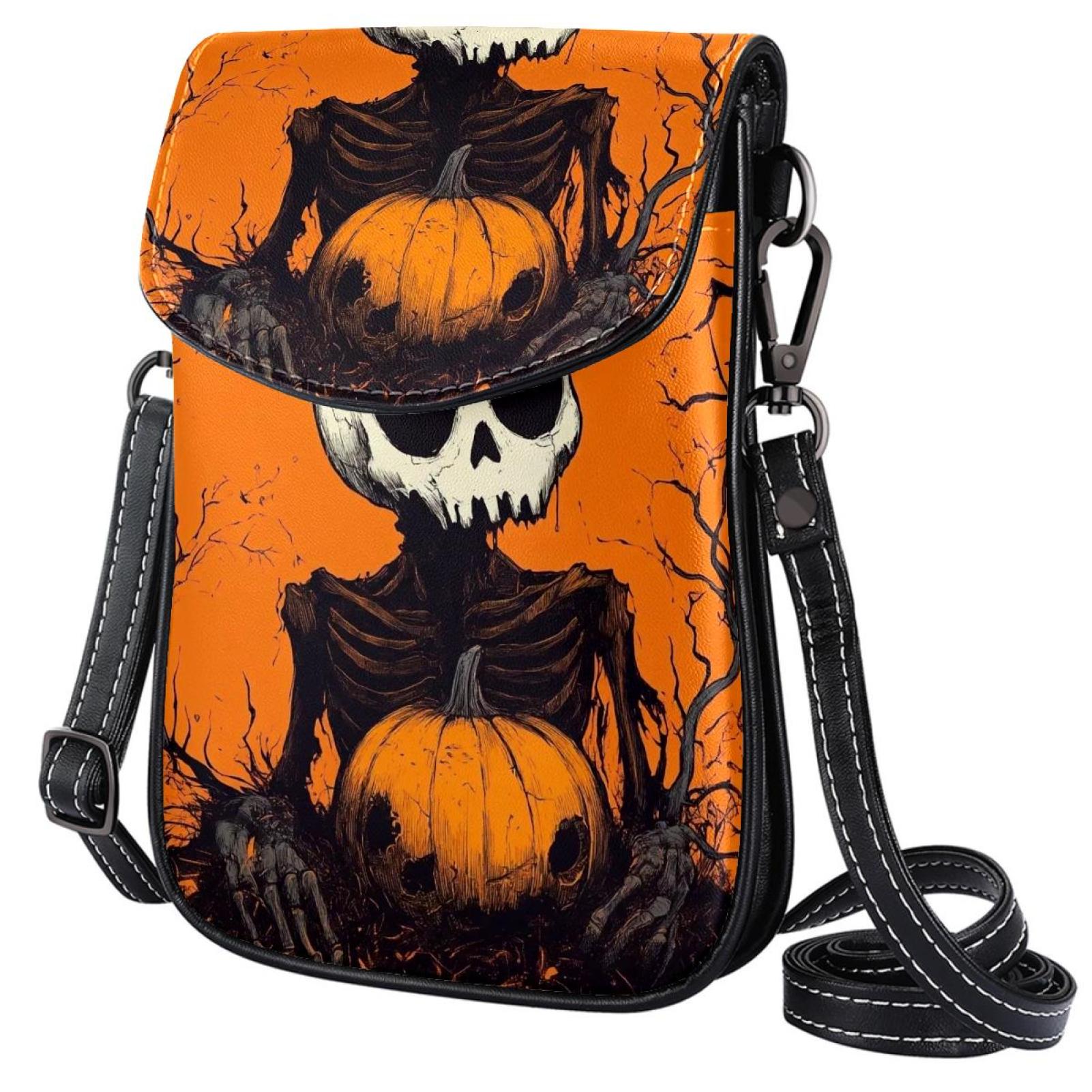 Anna Cowper Halloween Small Leather Crossbody Bags for Women, Painted Sling Bag with Adjustable ...