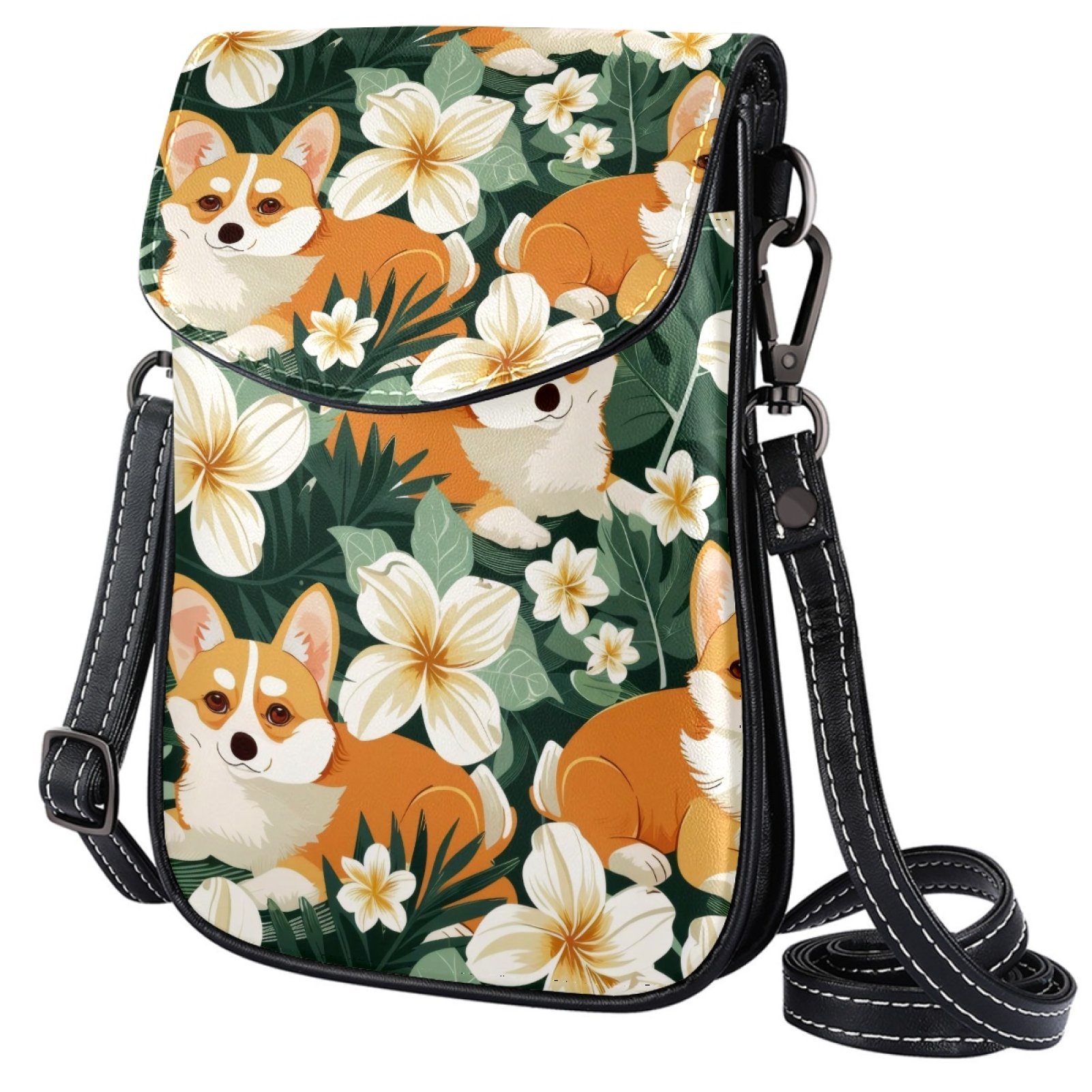 Anna Cowper Leather Travel Shopper Crossbody Bags Phone Purse Corgi Flowers - Walmart.com