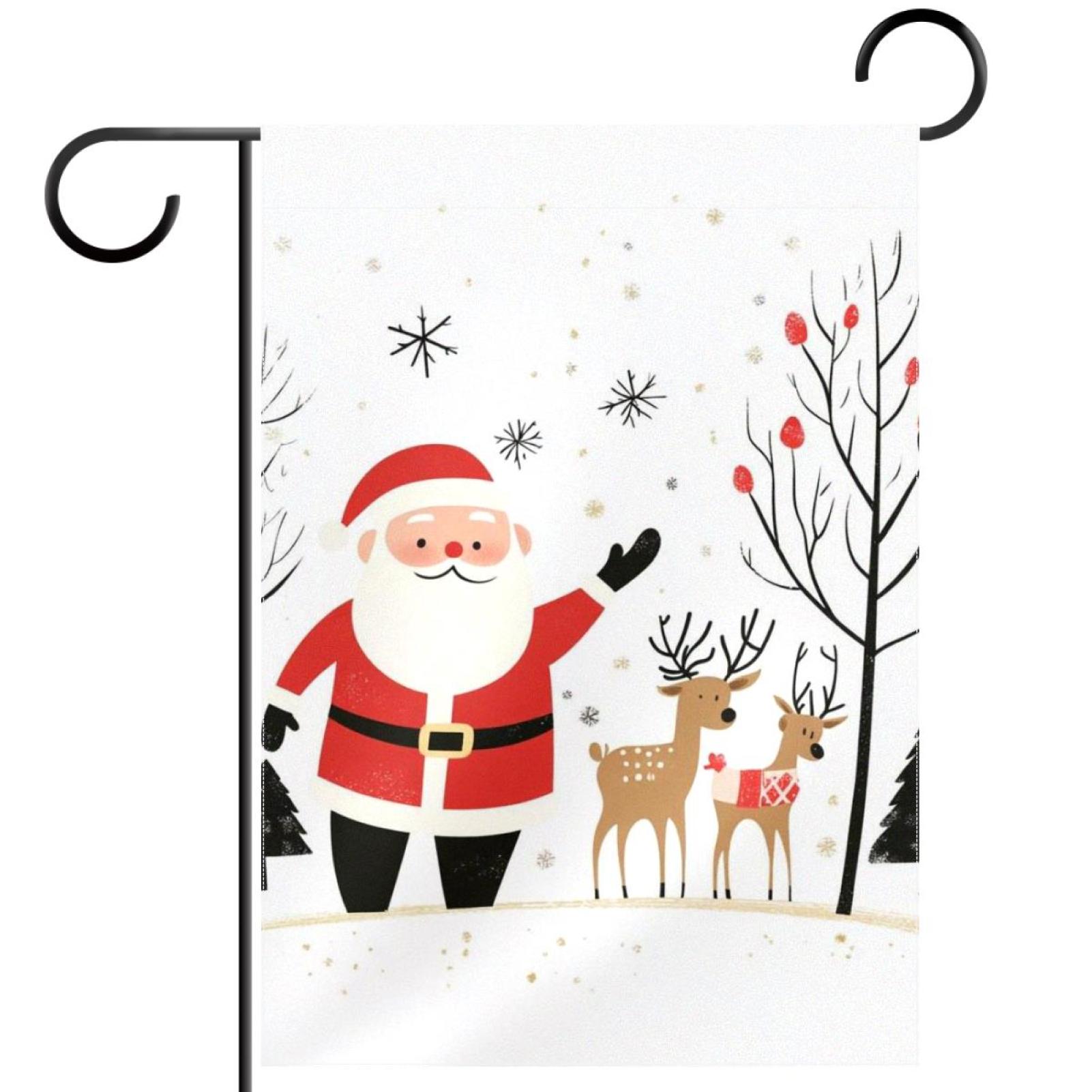 Anna Cowper Reindeer Santa Garden Flag, 28" x 40" Waterproof Yard Flags ...