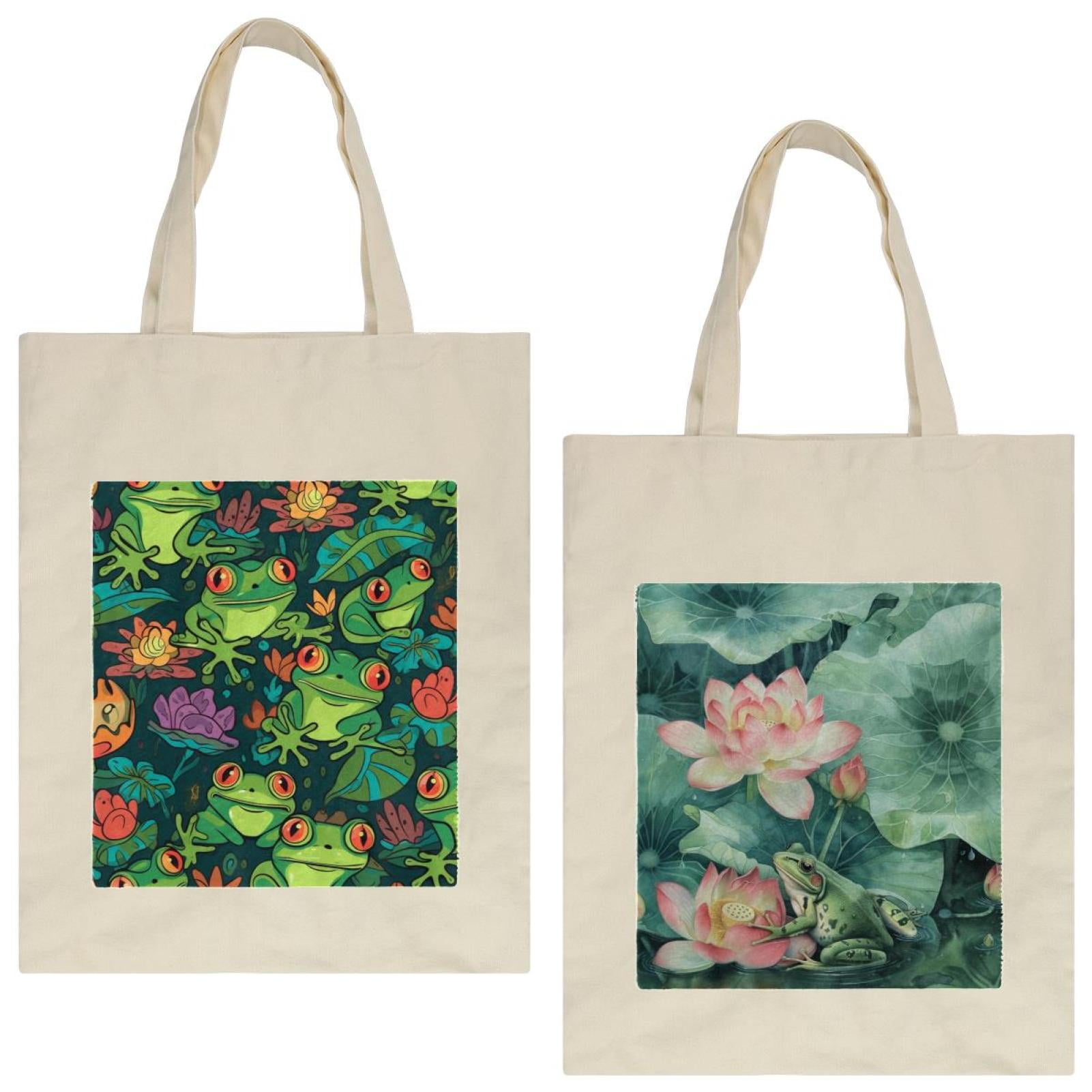 Anna Cowper Reusable Printed Canvas Bags Shoulder Bag Faux Rabbit Fur Large Capacity Handbags ...