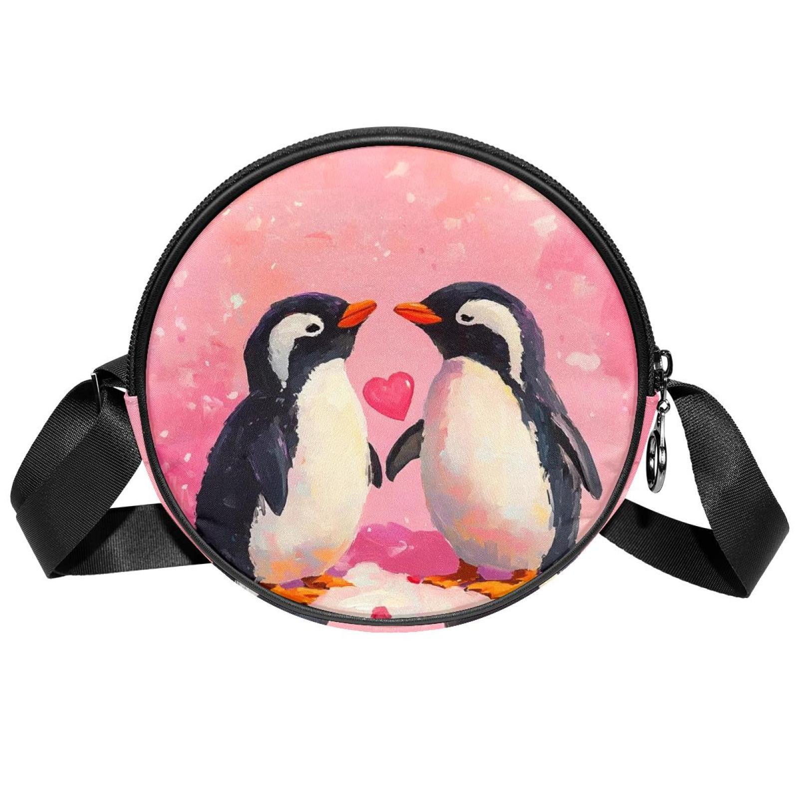 Anna Cowper Small Crossbody Bags for Women, Penguin Love Round Phone Purse Sling Bag Daypack ...