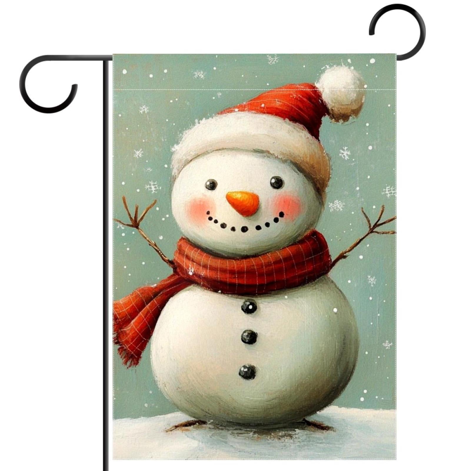 Anna Cowper Snowman Garden Flag, 12" x 18" Waterproof Yard Flags Banner ...