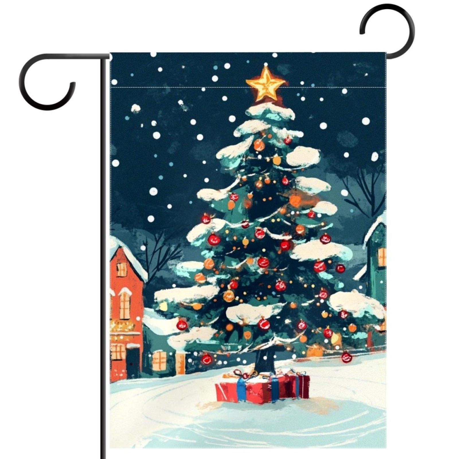 Anna Cowper Snowy Night Garden Flag, 12" x 18" Waterproof Yard Flags ...