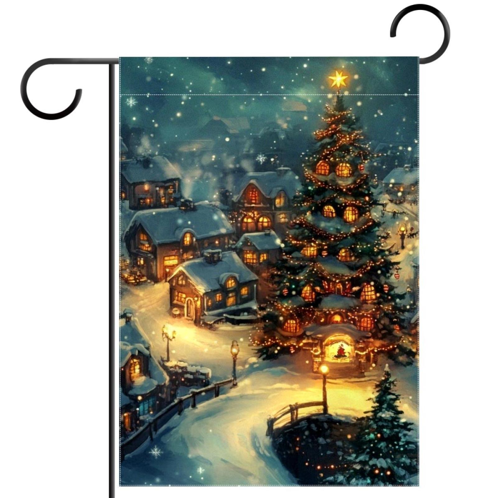 Anna Cowper Snowy Night Garden Flag, 12" x 18" Waterproof Yard Flags ...