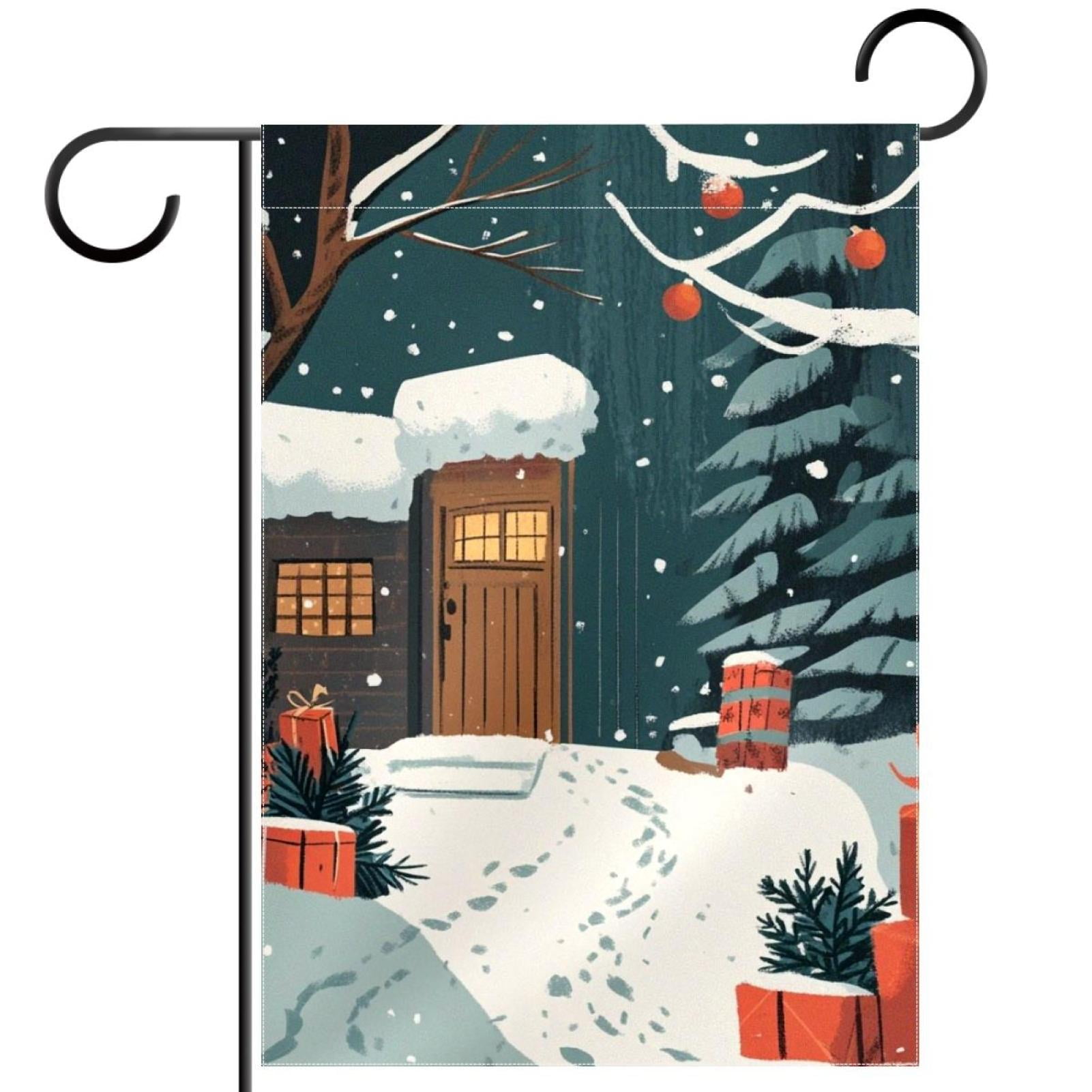 Anna Cowper Snowy Night Garden Flag, 12" x 18" Waterproof Yard Flags ...