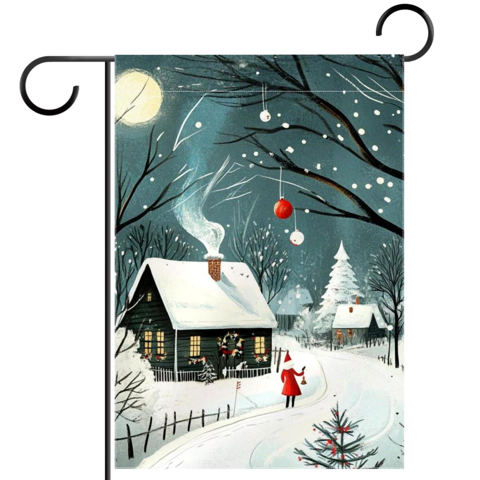 Anna Cowper Snowy Night Garden Flag, 12" x 18" Waterproof Yard Flags ...