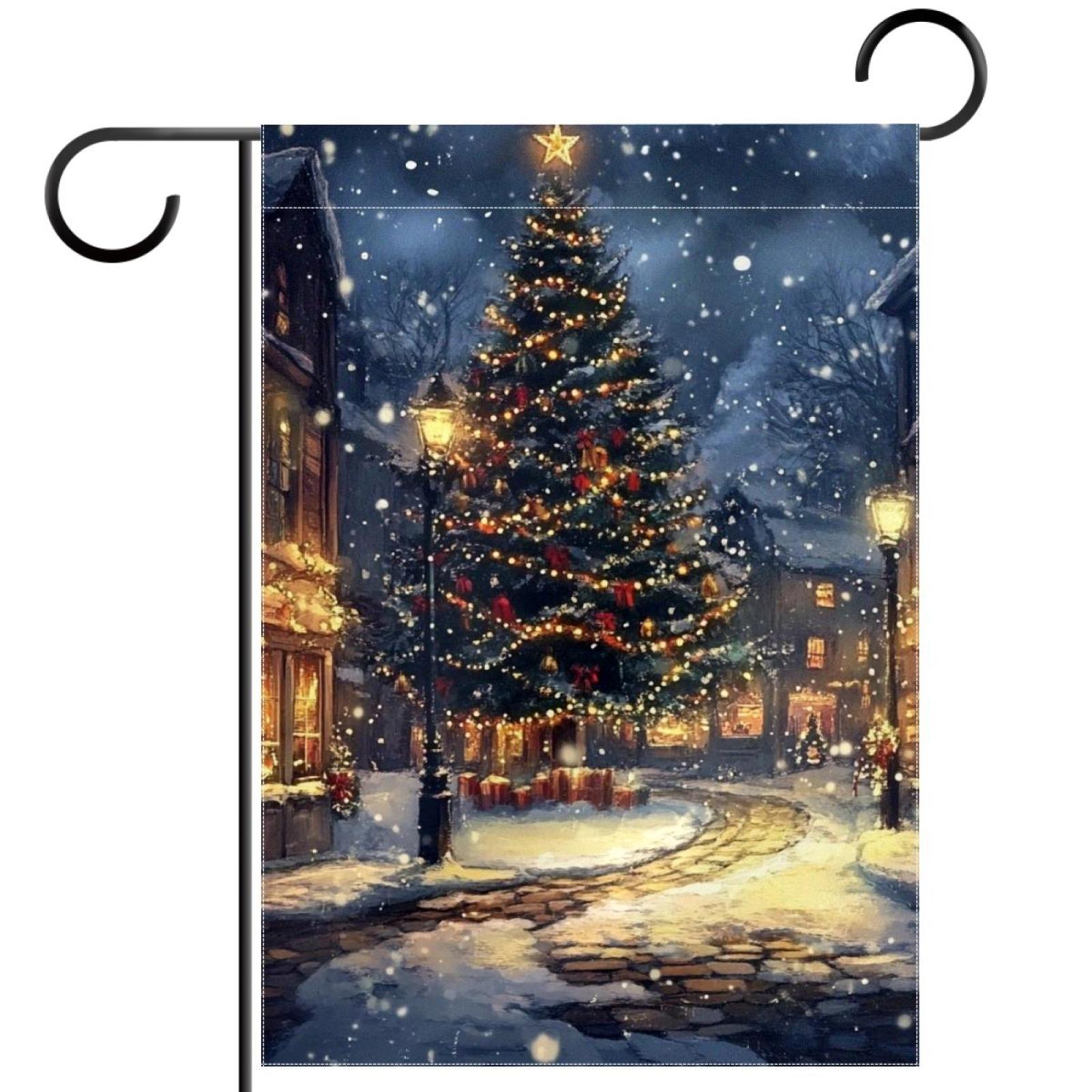 Anna Cowper Snowy Night Garden Flag, 12" x 18" Waterproof Yard Flags ...