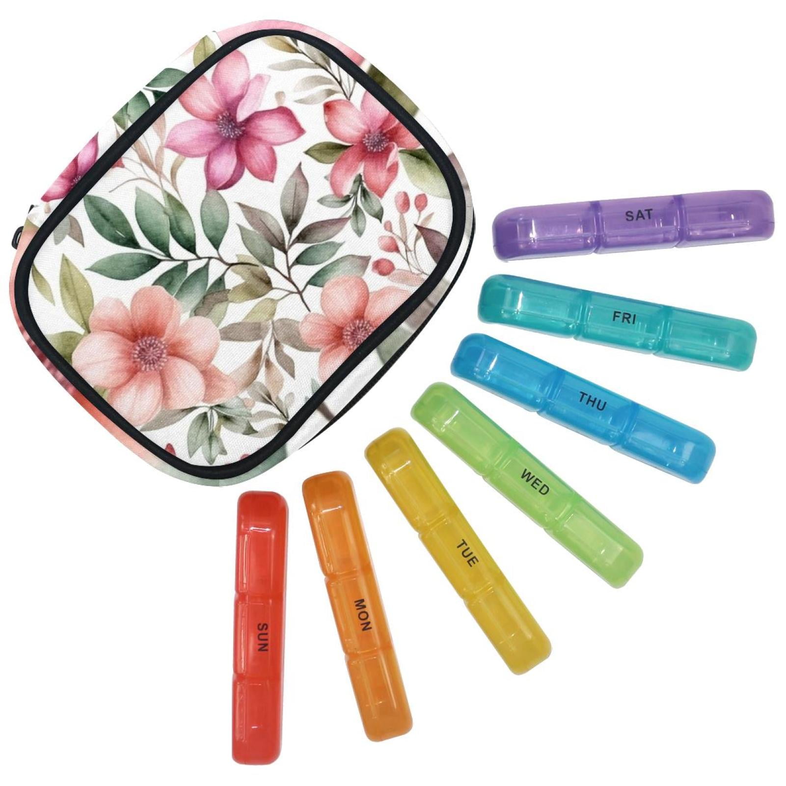 Anna Cowper Weekly Pill Organizer 3 Times a Day Floral Leaves ...