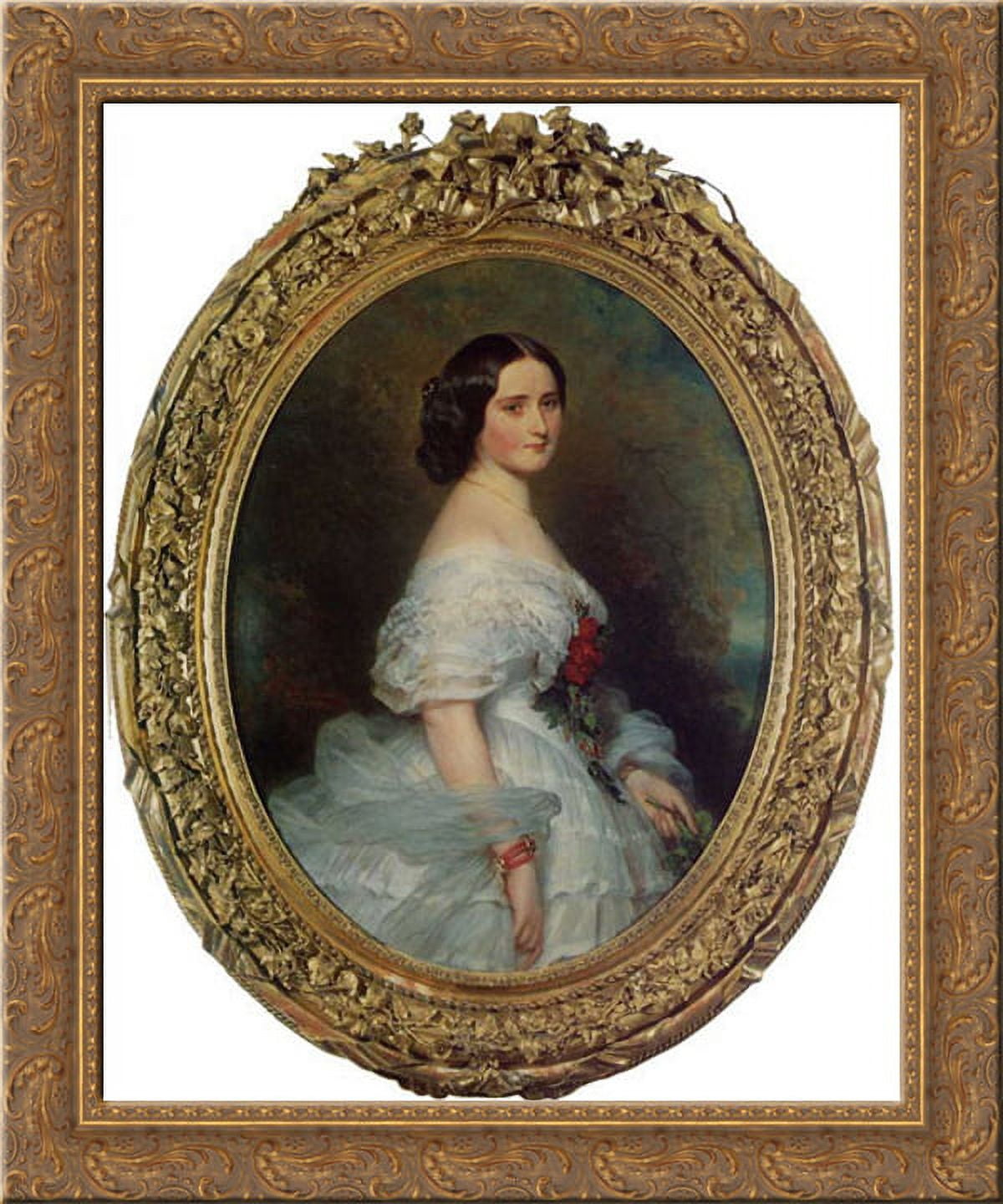 Anna Dollfus, Baronne de Bourgoing 20x23 Gold Ornate Wood Framed Canvas Art by Winterhalter ...