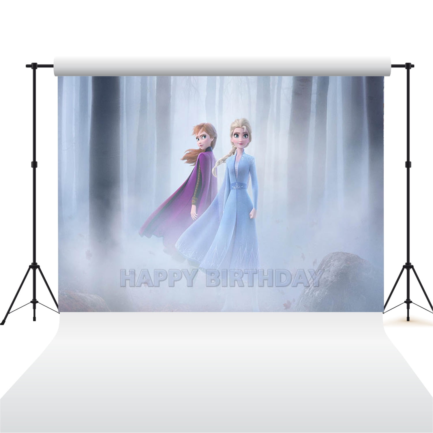 Anna and Elsa Birthday Backdrop for Party, Birthday Decoration Banner ...
