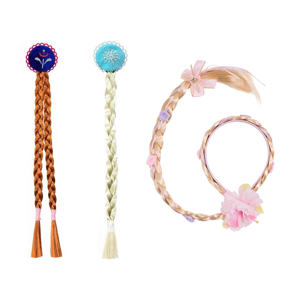 Anna/Elsa/Rapunzel Princess Headband Braided Wigs for Girls Costume ...