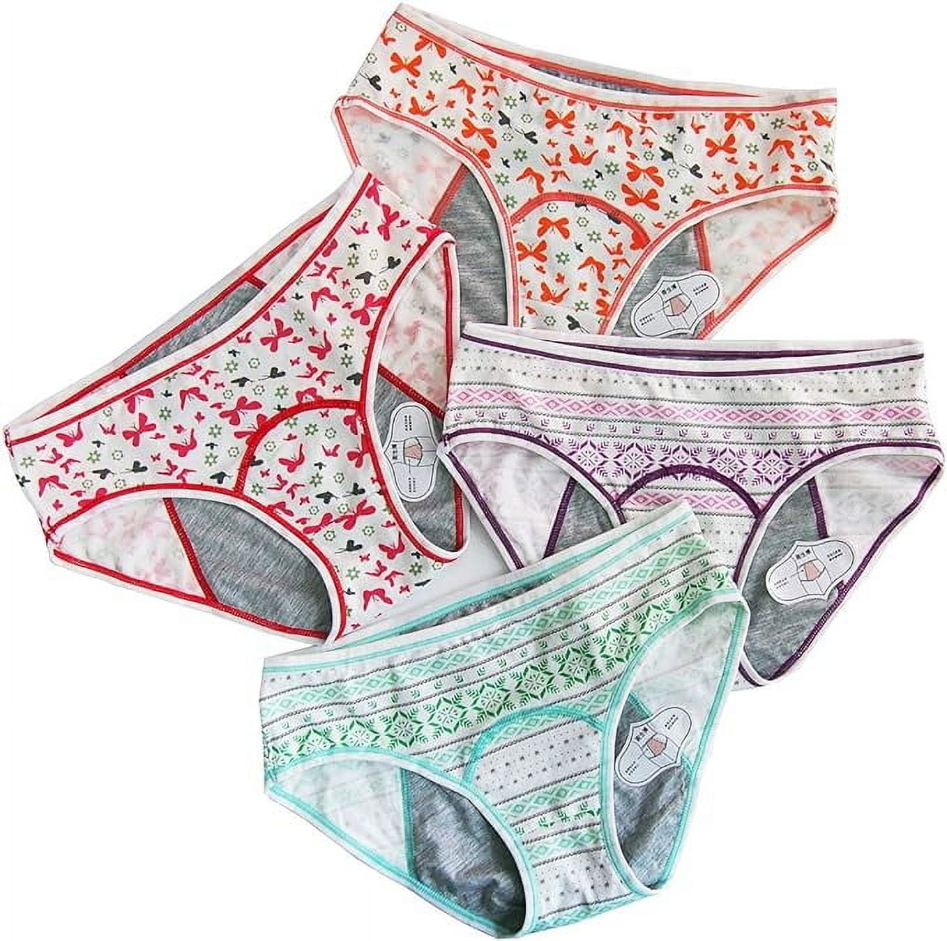 Anna & Eric 4 Pack Teen Girls Protective Panties Leak Proof Underwear Heavy Flow Women ...
