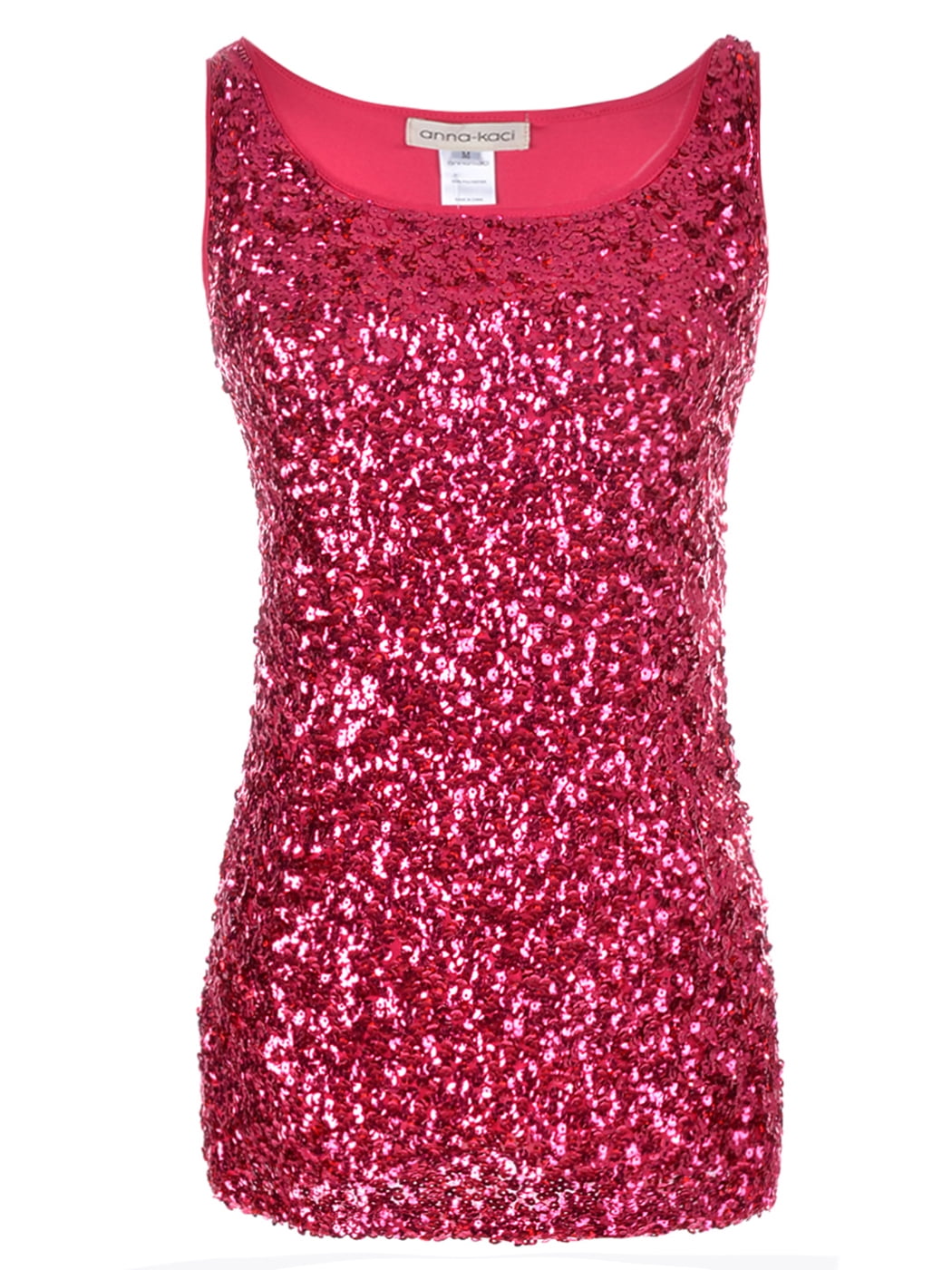 Anna Kaci Womens Sparkle And Shine Glitter Sequin Embellished Sleeveless