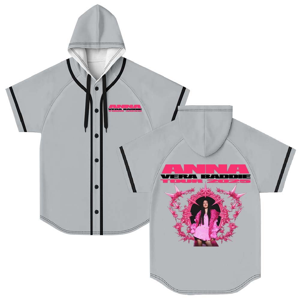Anna Pepe Vera Baddie Tour 2025 Hooded Baseball Jersey Short Sleeve ...