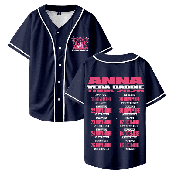 Anna Pepe Vera Baddie Tour 2025 Merch Baseball Jersey Man/Woman V-neck ...