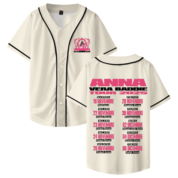 Anna Pepe Vera Baddie Tour 2025 Merch Baseball Jersey Man/Woman V-neck ...