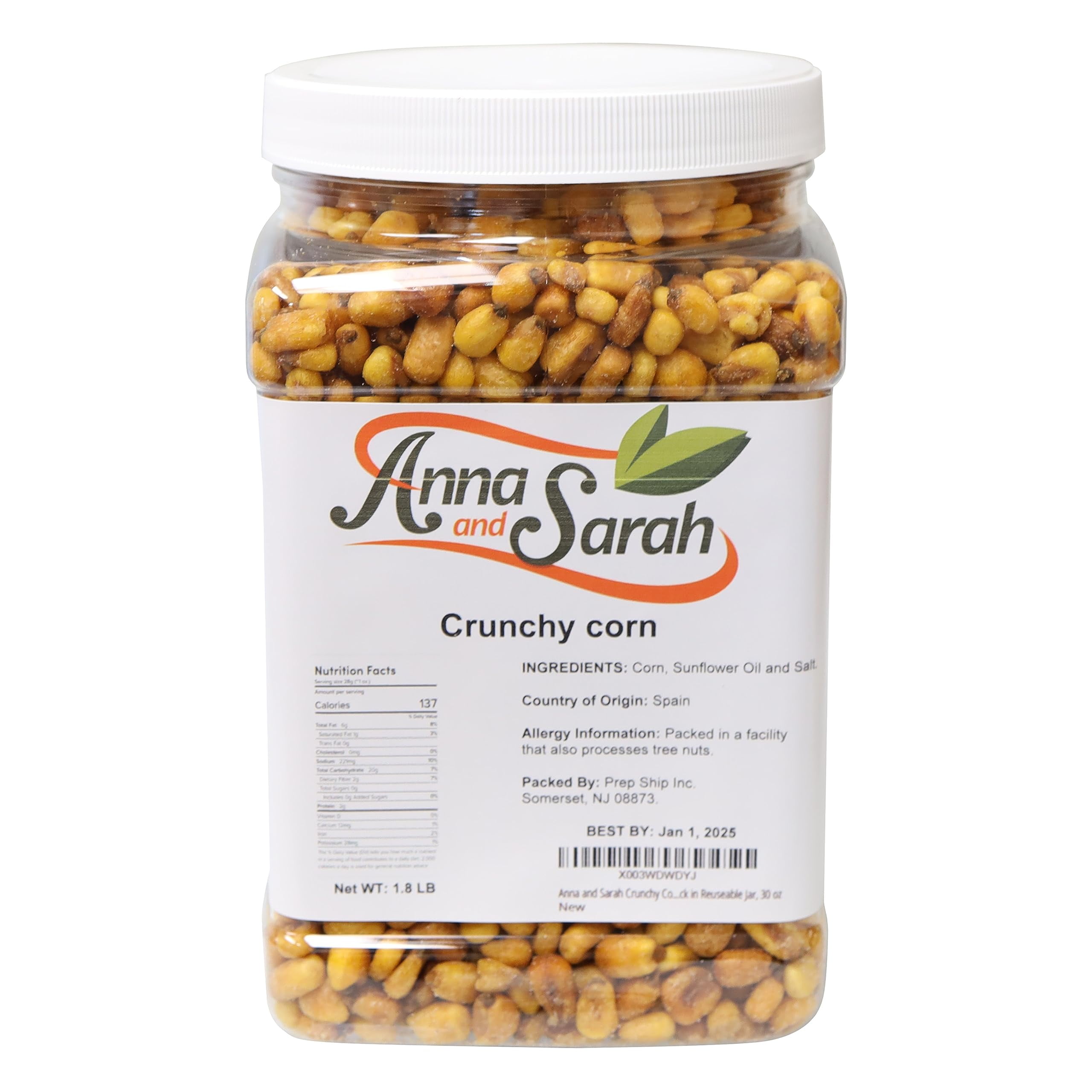 Anna and Sarah Crunchy Corn- MDA05 Roasted and Salted Corn Nuts-Natural ...