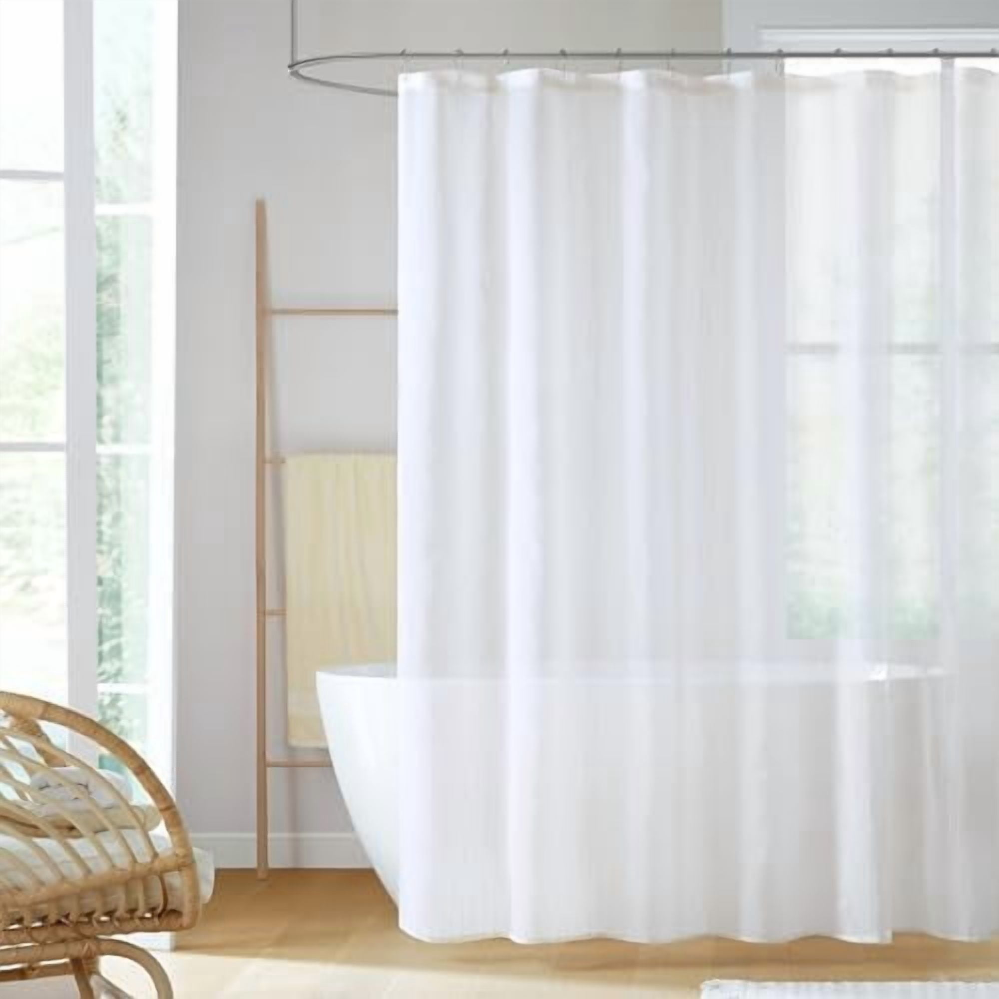 Anna Sheers Shower Curtain, Textured Striped Accent Design, Modern Mid ...