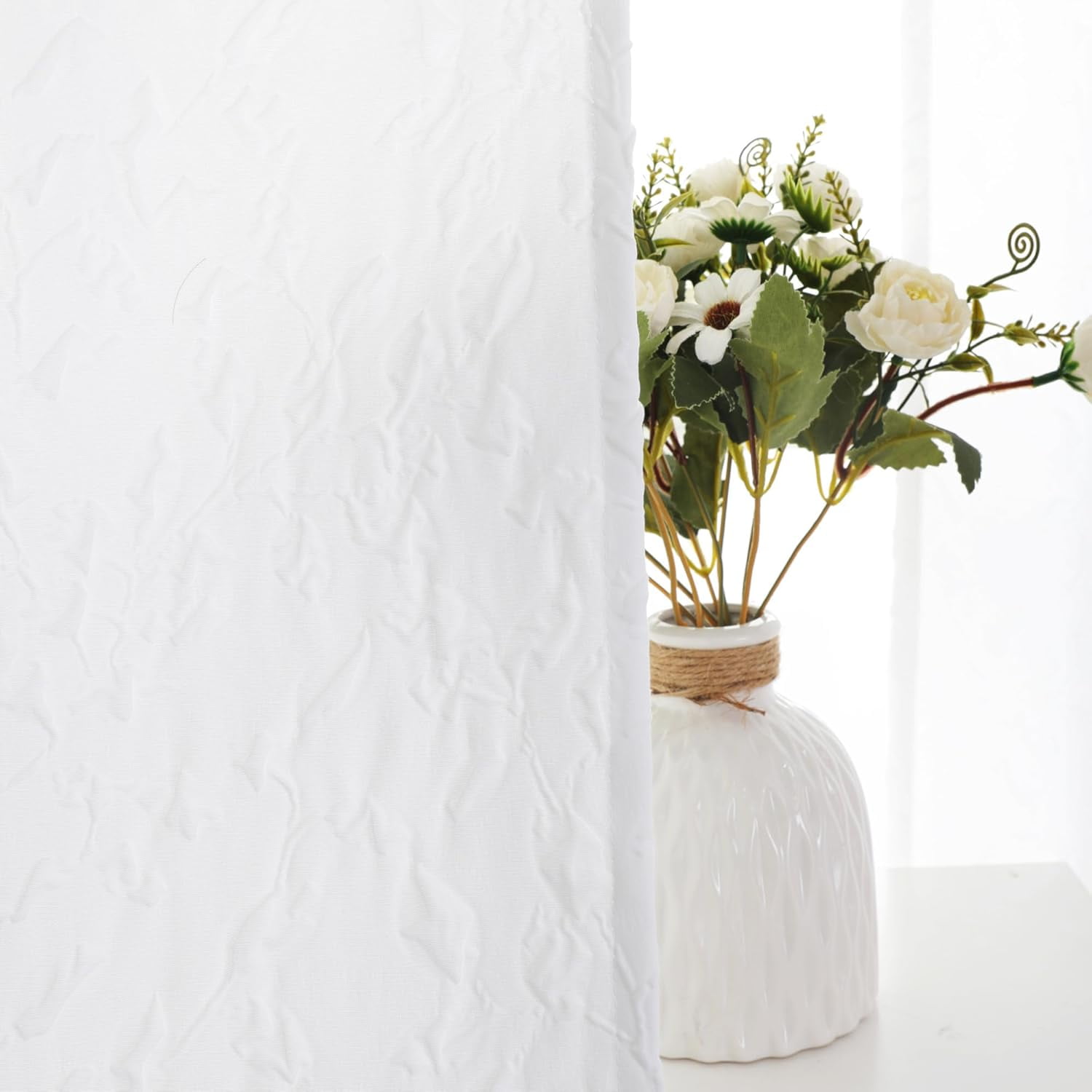 Anna White Curtains 84 Inch Length 2 Panels, Light Filtering 3D ...