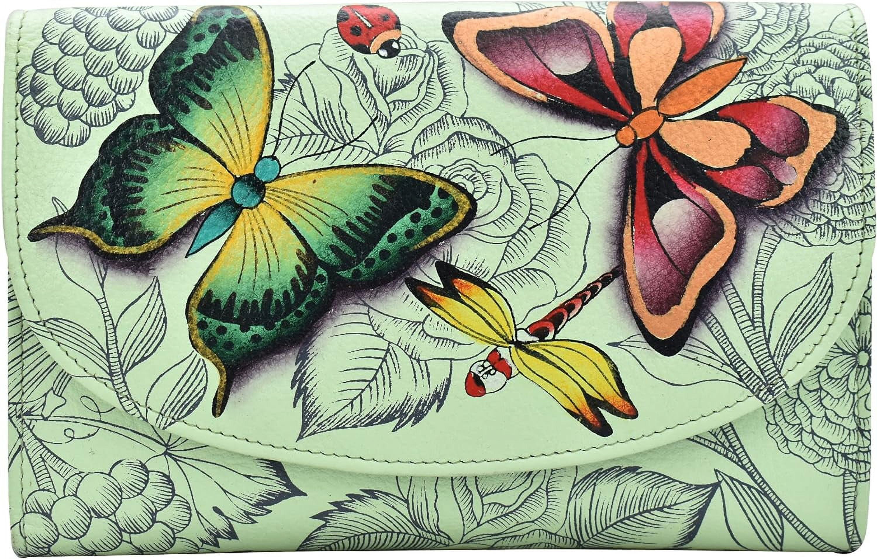 Anna by Anuschka Women's Geniune Leather Hand Painted Large Three Fold ...