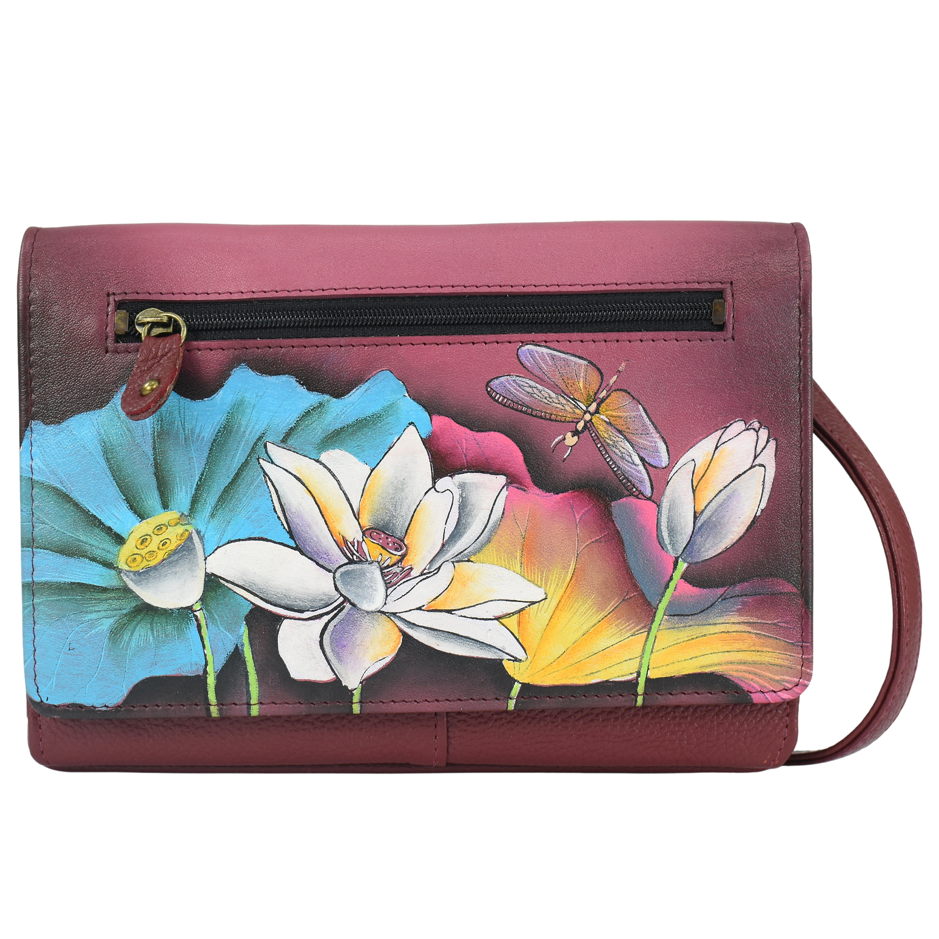 Anna by Anuschka Women’s Original Leather Hand-Painted Organizer Wallet ...