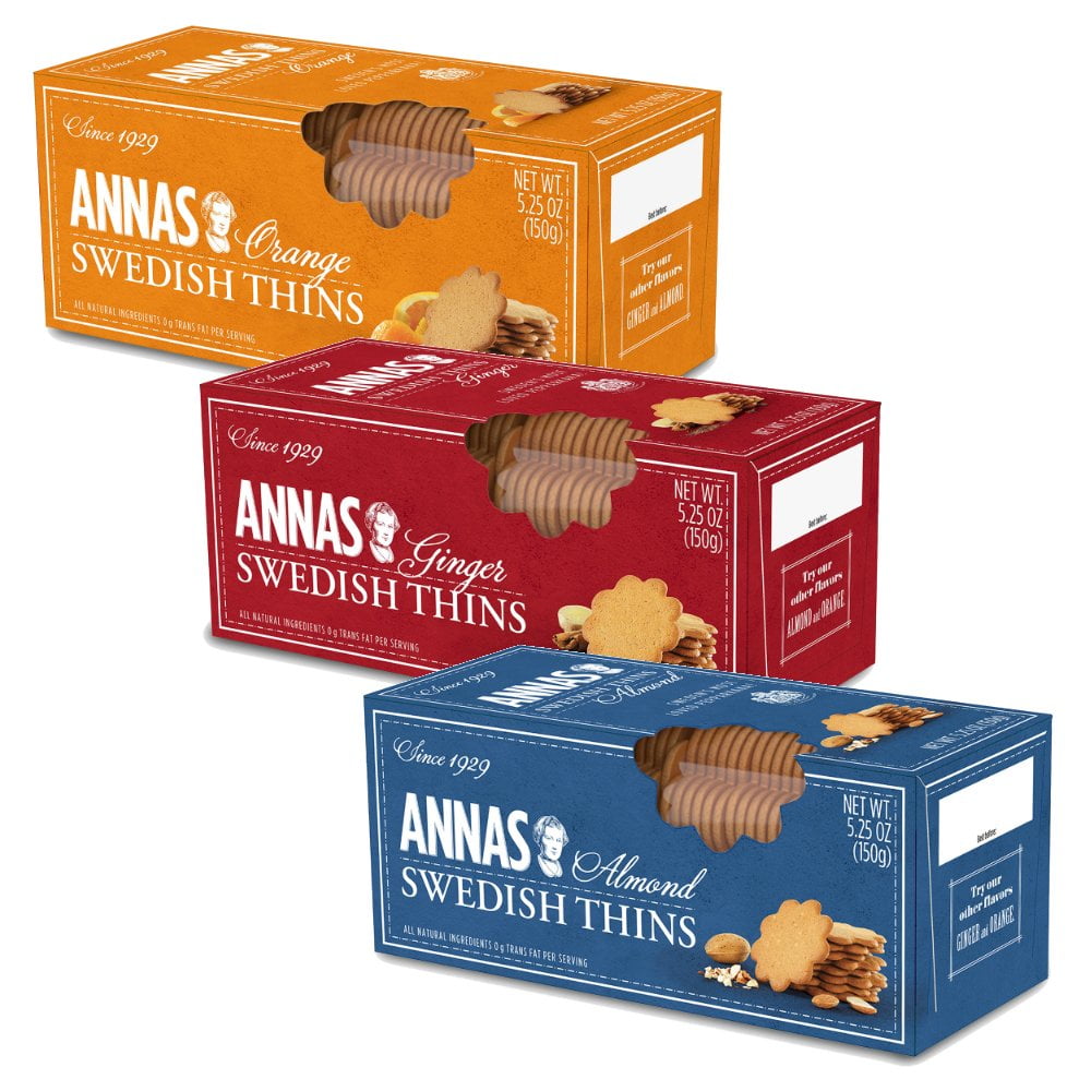 Anna's Ginger Thins Swedish Variety Pack Original, Orange, and Almond ...