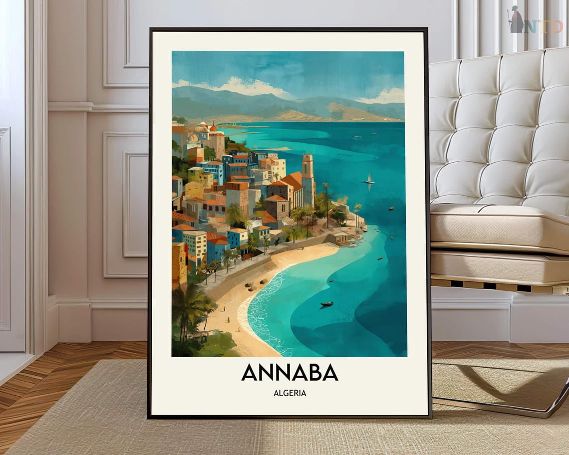 Annaba Algeria City Map Wall Art Travel Decor Photo Print, Unframed ...