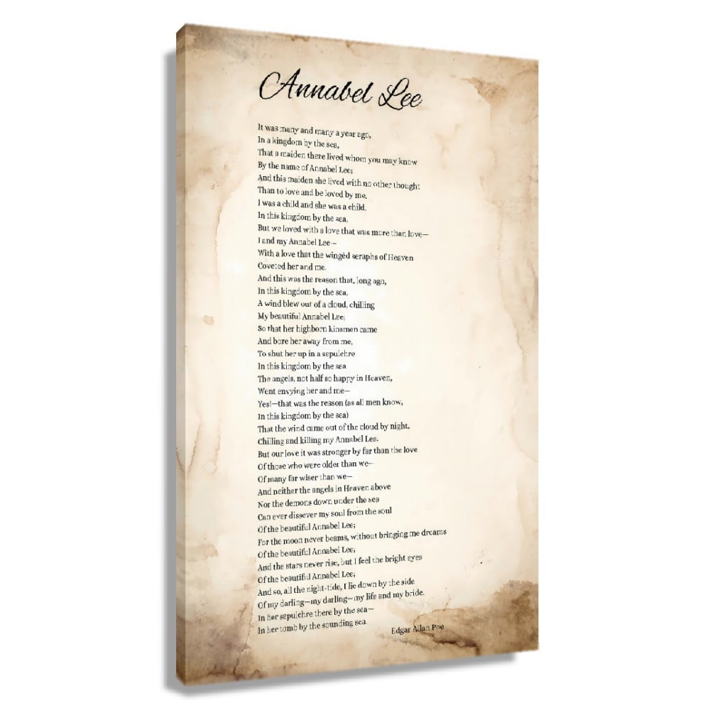 Annabel Lee Poem Canvas Wall Art, Romantic Poetry Poster, Print for ...