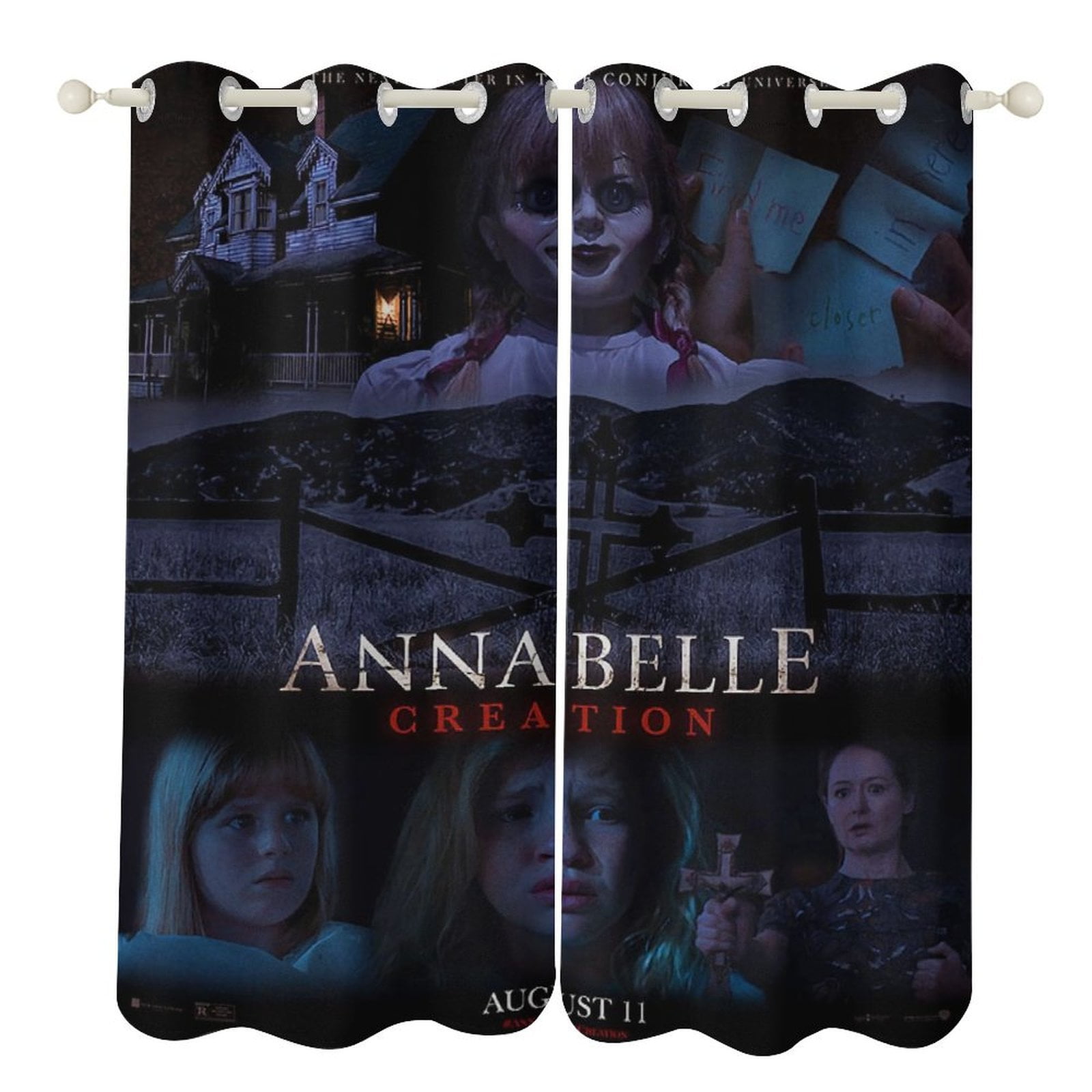 Annabelle Curtains Perforated Halloween Pattern Window Blackout Drapes ...