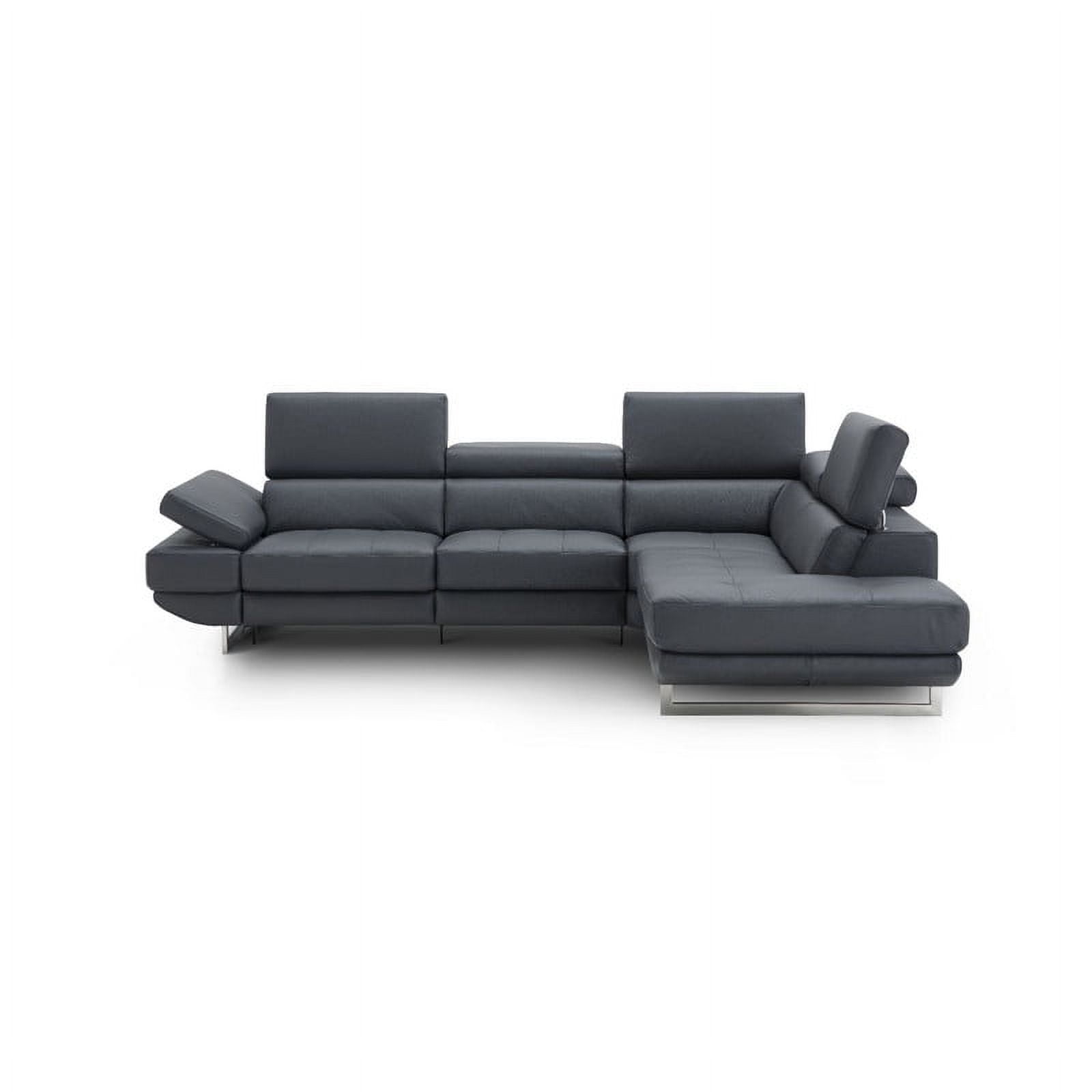 Annalaise premium Leather Recliner Sectional Sofa in Blue Grey, Left ...