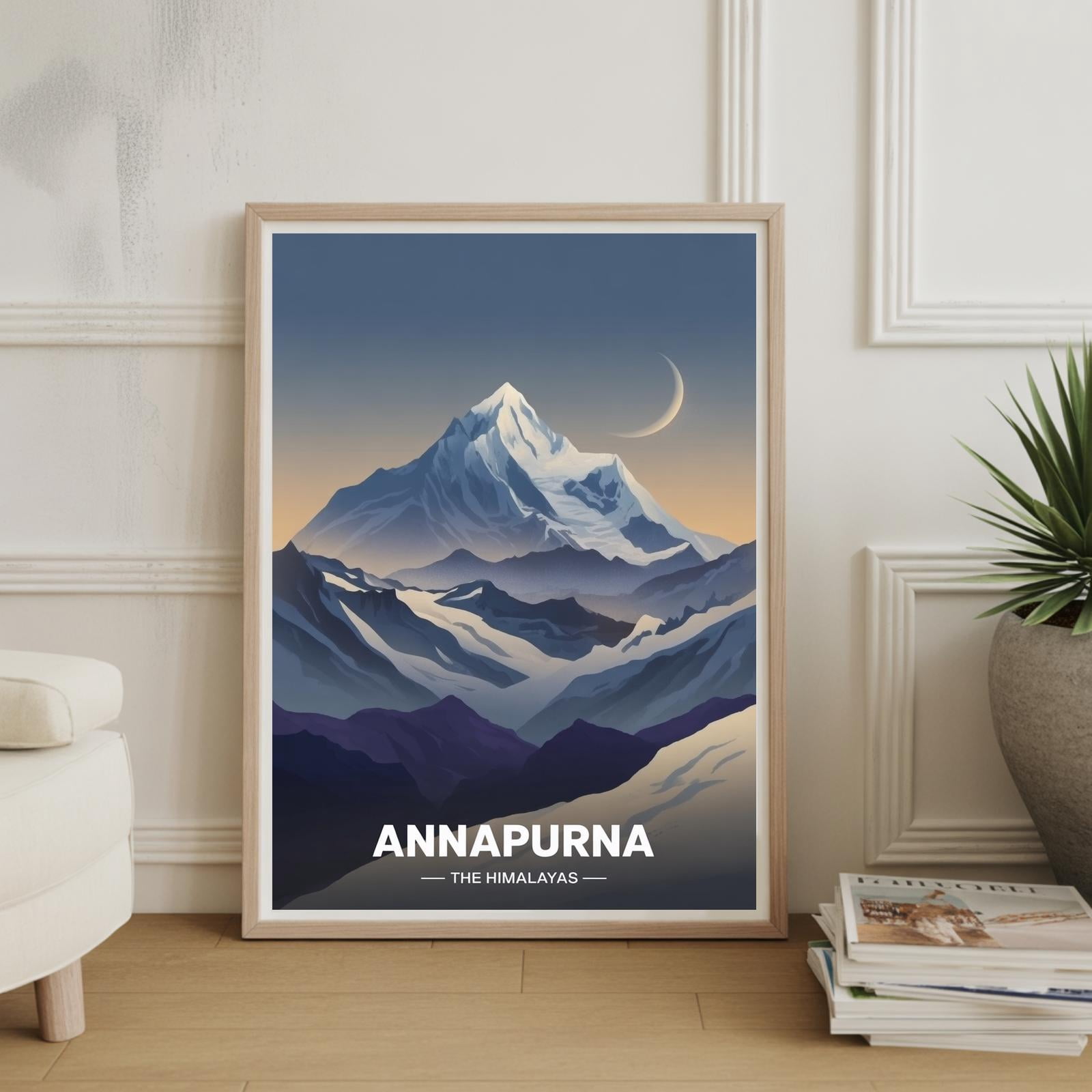 Annapurna Mountain Travel Poster, Himalayan Landscape Art, Trekking ...