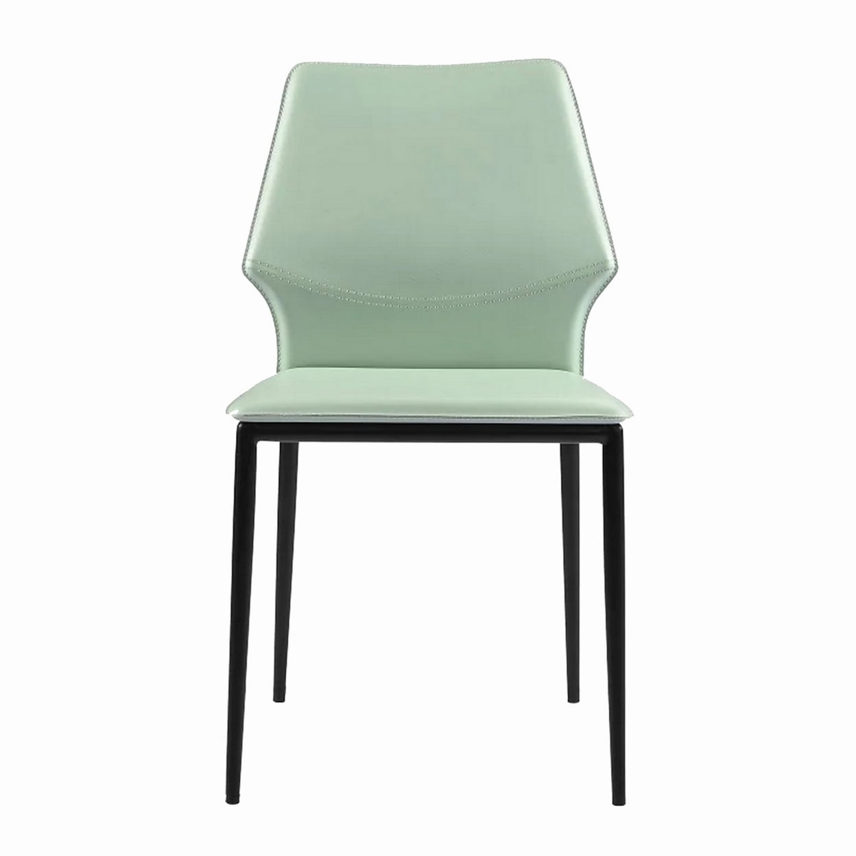 Anne 19 Inch Modern Dining Chair, Seafoam Green Back and Seat, Black ...