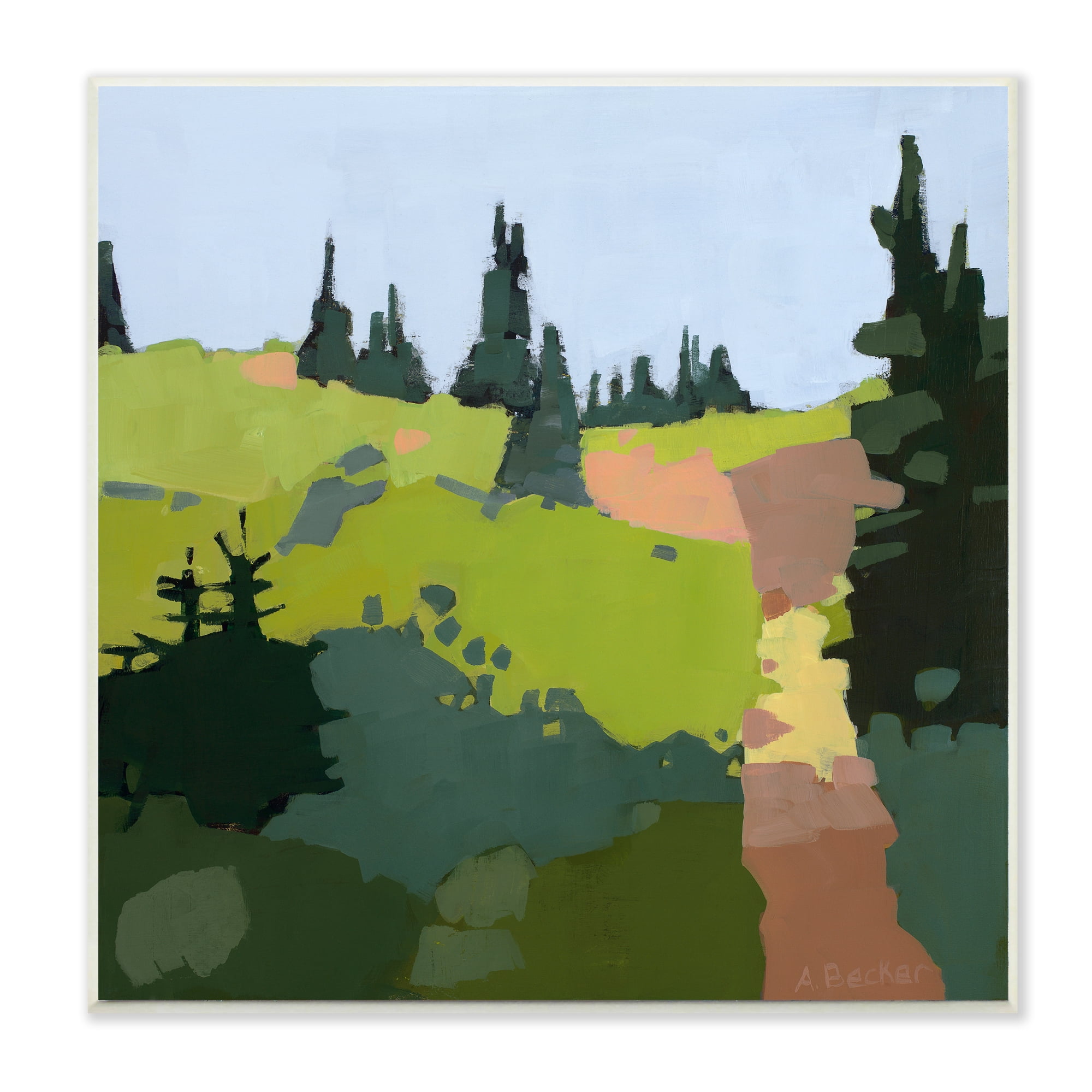 Anne Becker Tree Lined Path Abstract Meadow Landscape 12 in x 12 in ...