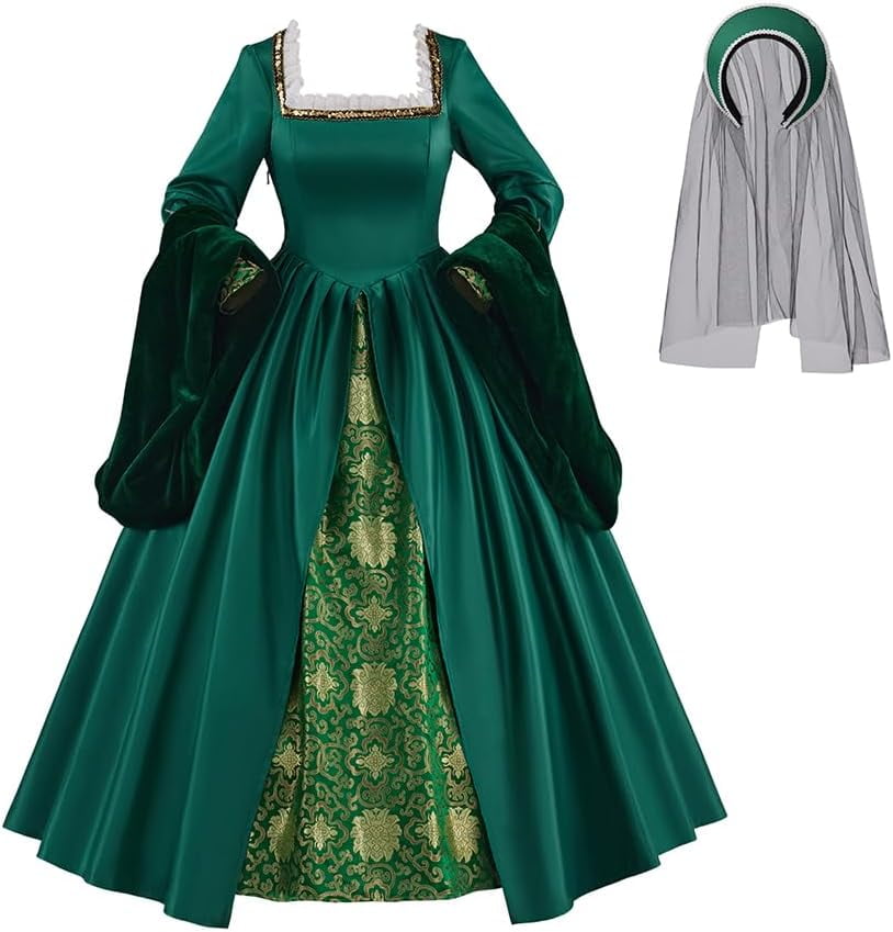 Women’s Anne Boleyn Tudor Queen Dress Renaissance Elizabethan Ball Gown ...