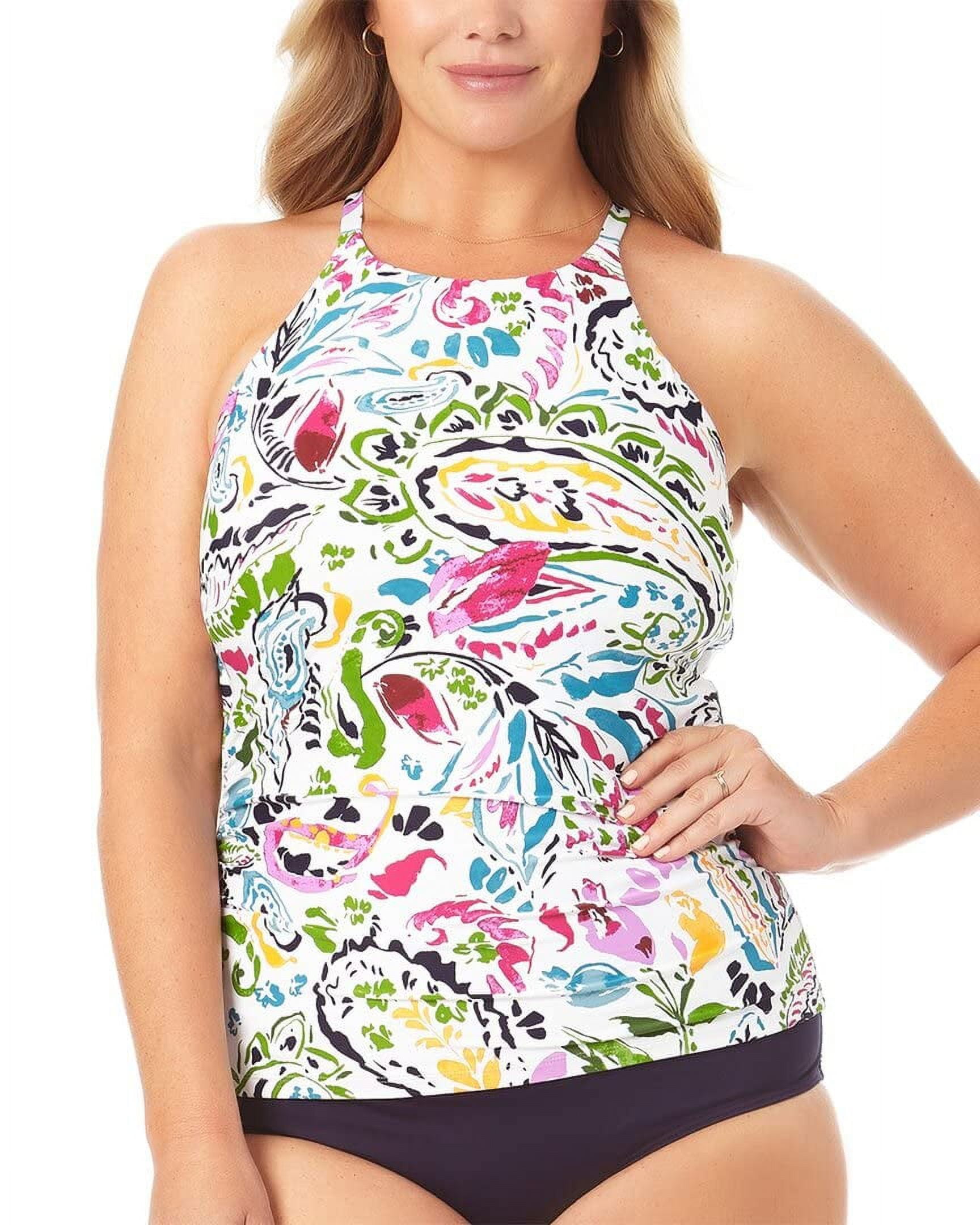 Anne Cole Plus Size High Neck Tankini Multi 1 22W - Walmart.com