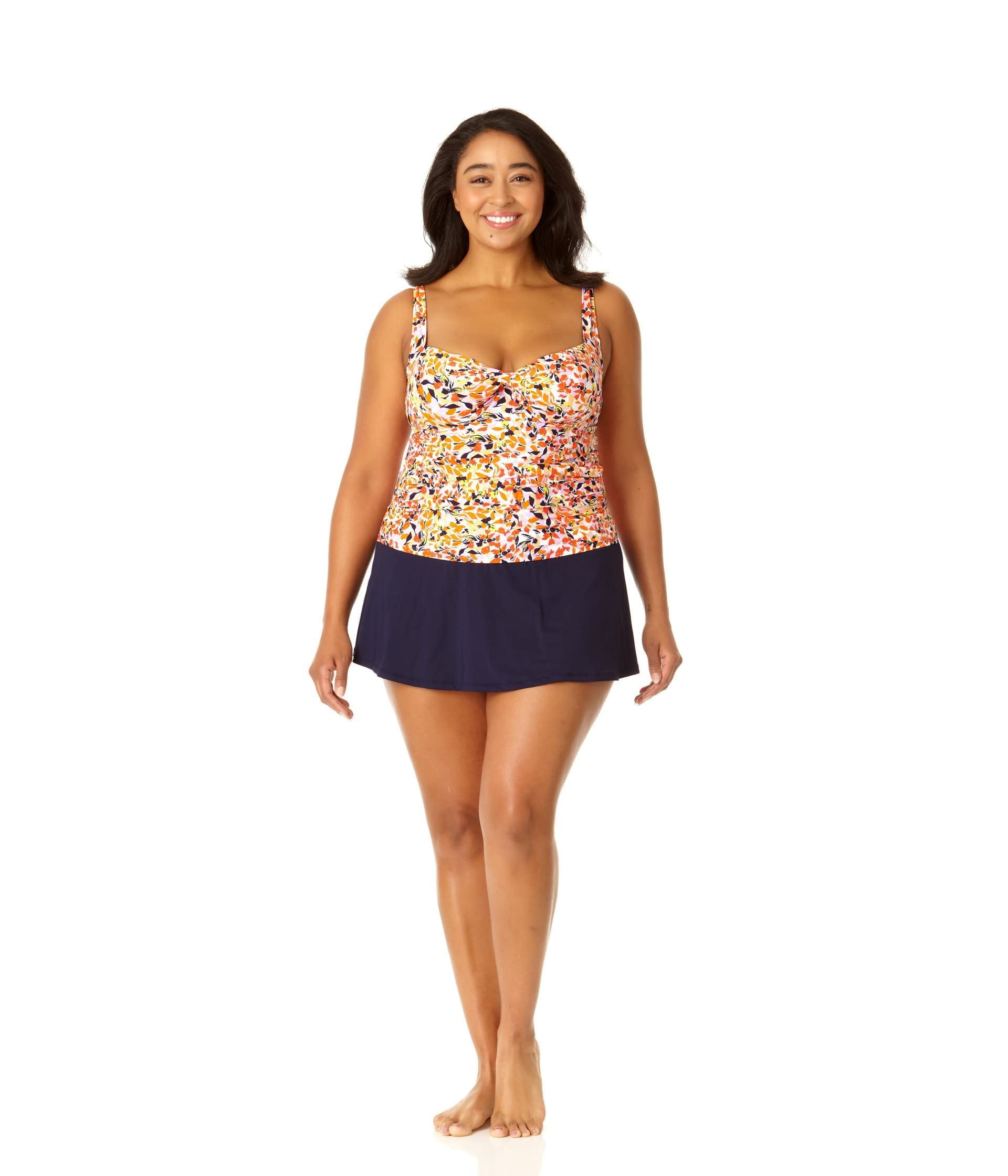 Anne Cole Plus - Women's Retro Twist Front Underwire Tankini Swim Top ...