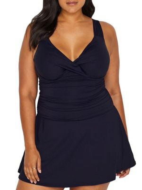 Anne Cole Signature Womens Plus Size Live In Color Underwire Swim Dress ...