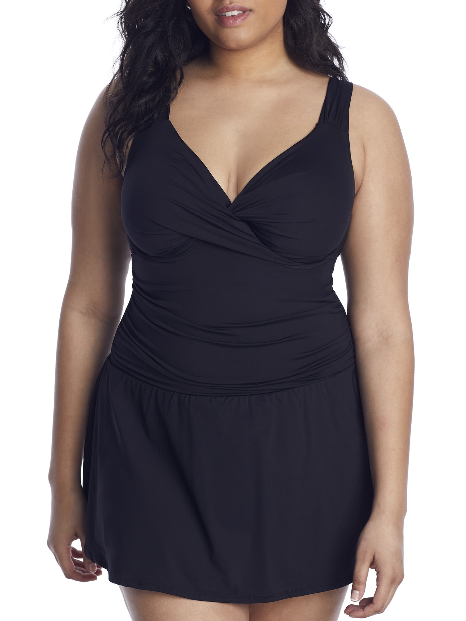 Anne Cole Signature Womens Plus Size Live In Color Underwire Swim Dress ...
