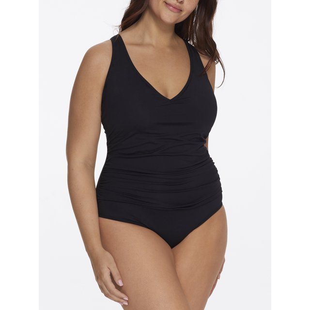 Anne Cole Signature Womens Plus Size Live In Color V Neck Racerback One